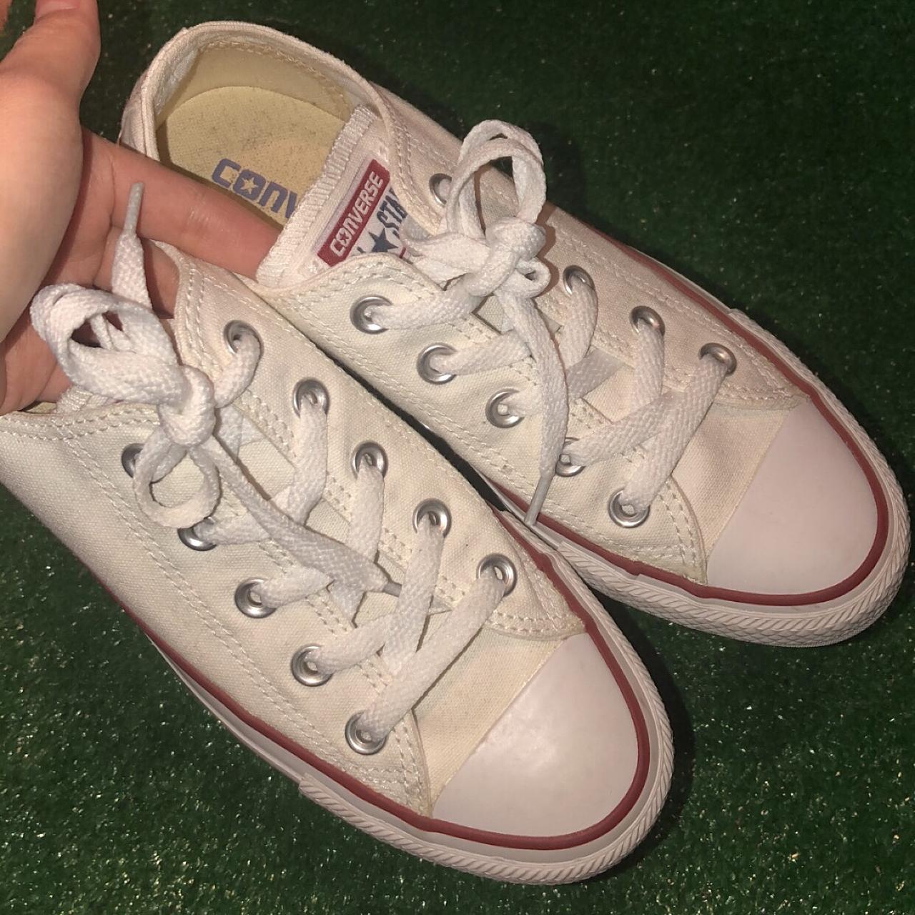 cream converse chuck taylor all stars 👟 size:... - Depop