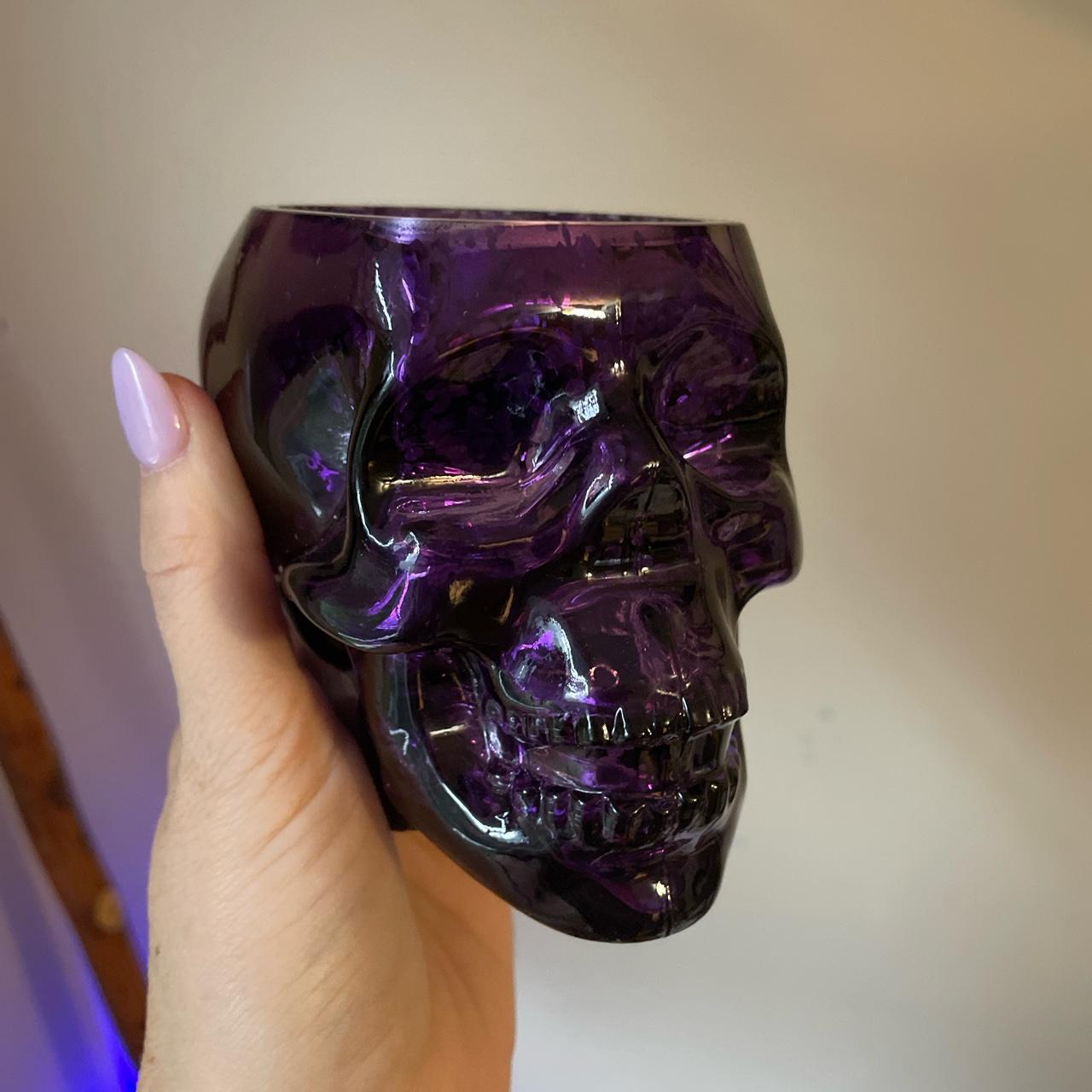 Purple mercury glass skull candle holder 3.5” tall... - Depop