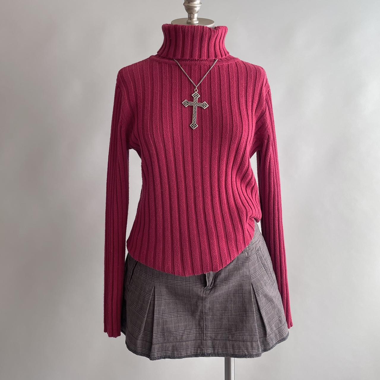 Cherry Red Ribbed Turtleneck Chunky knit cherry... - Depop