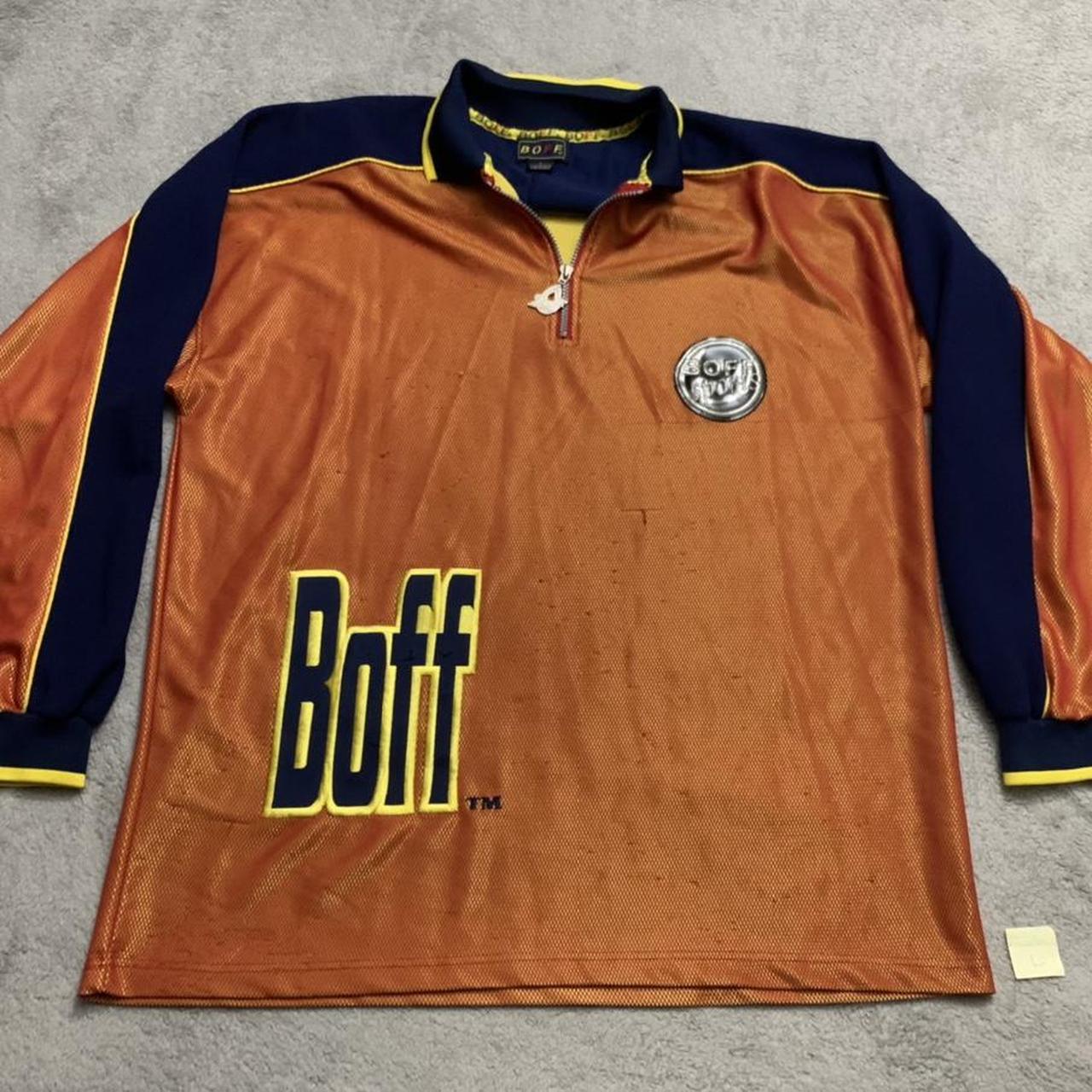 Vintage Boff Sports Soccer-like jersey Worn with... - Depop