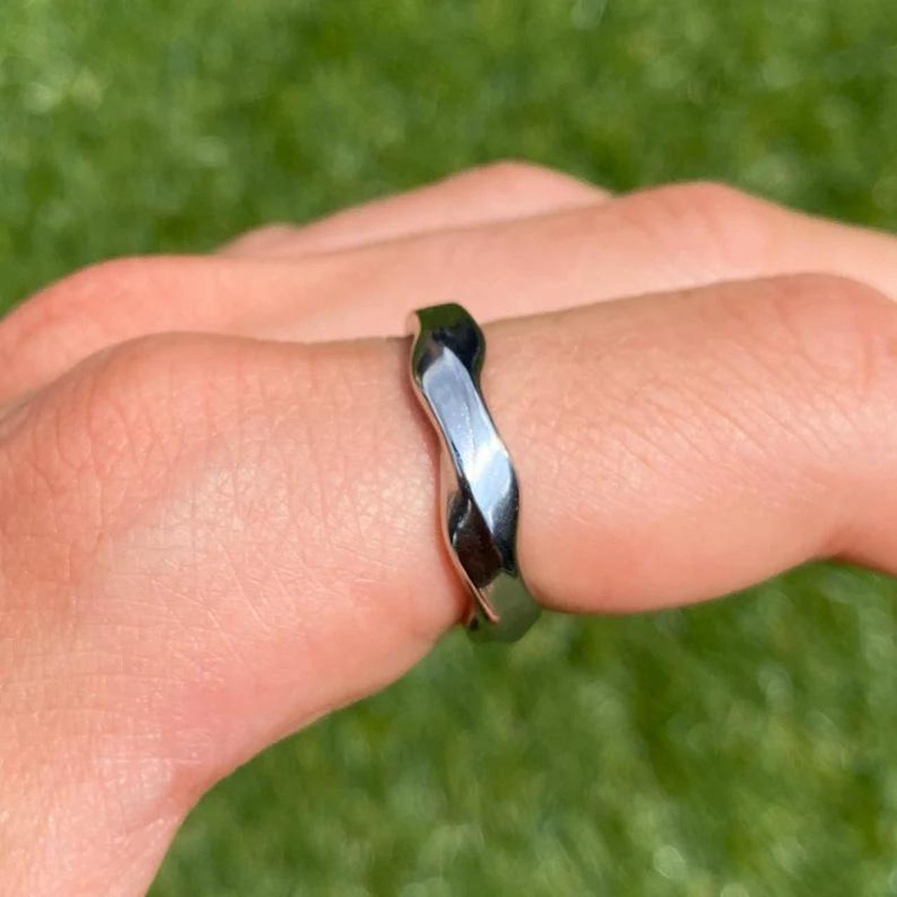 Thin 6mm wavy band ring mens and womans rings silver... - Depop