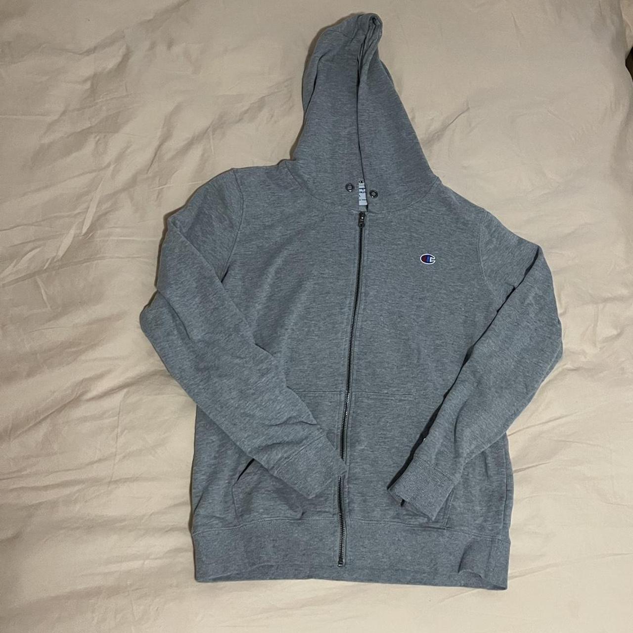 Champion grey zipper jacket - size L - slightly worn - Depop