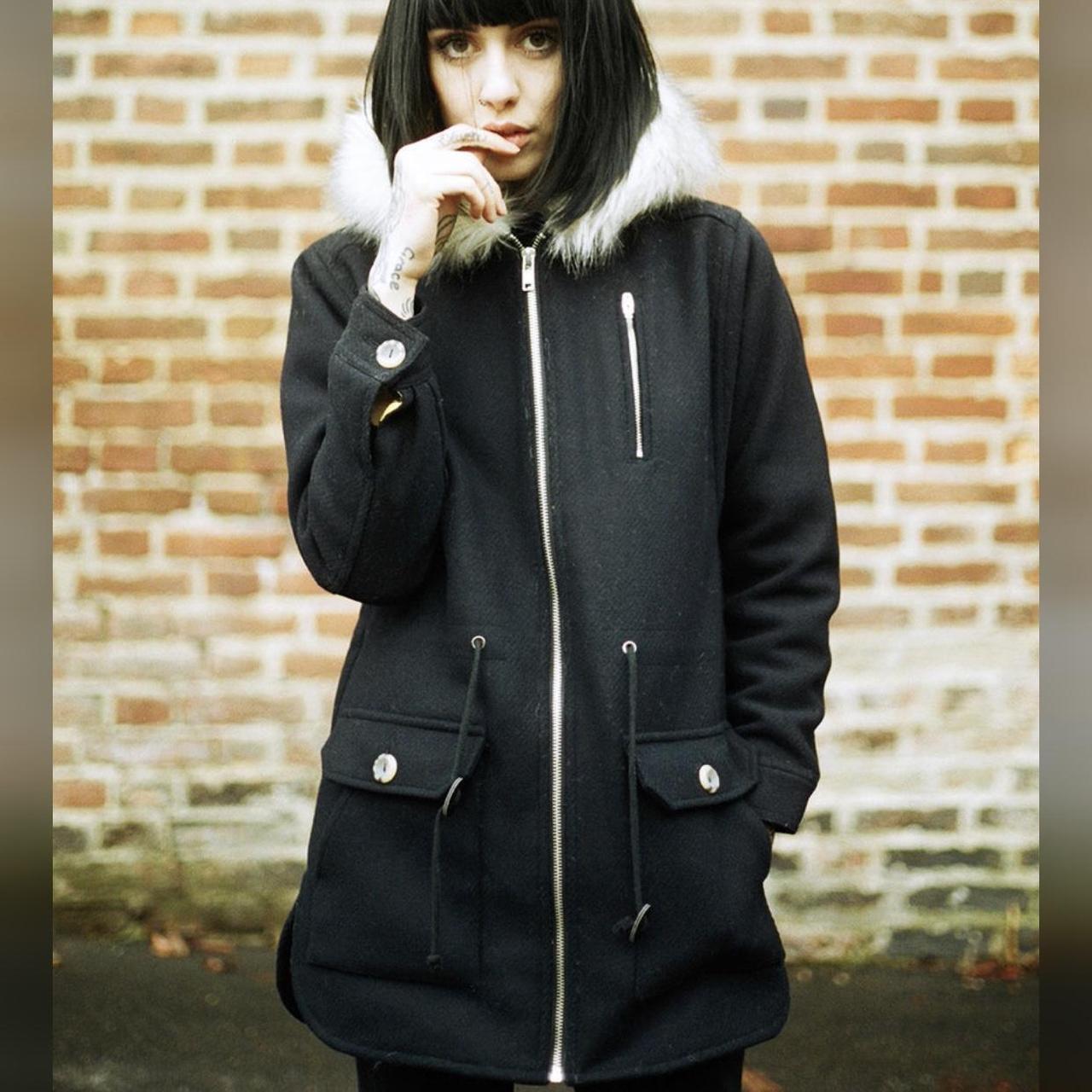 Dropdead Women's Navy Coat | Depop