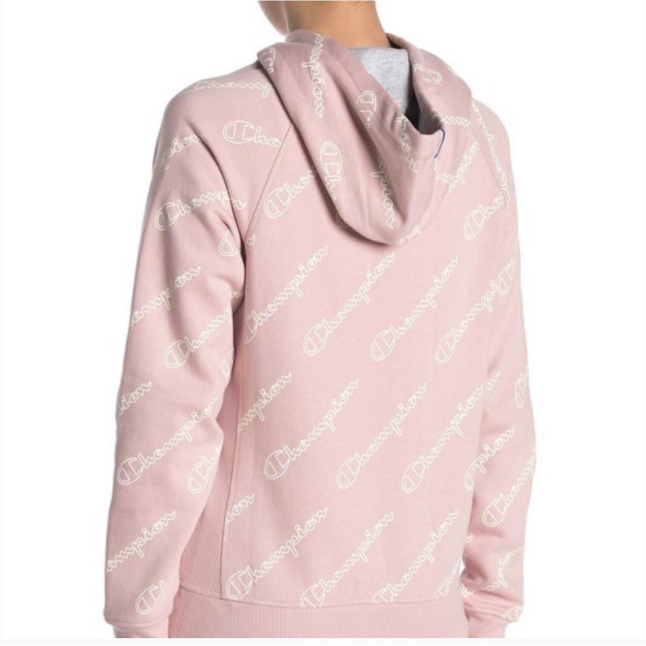 Champion Pink Heritage Logo Fleece Lined... - Depop