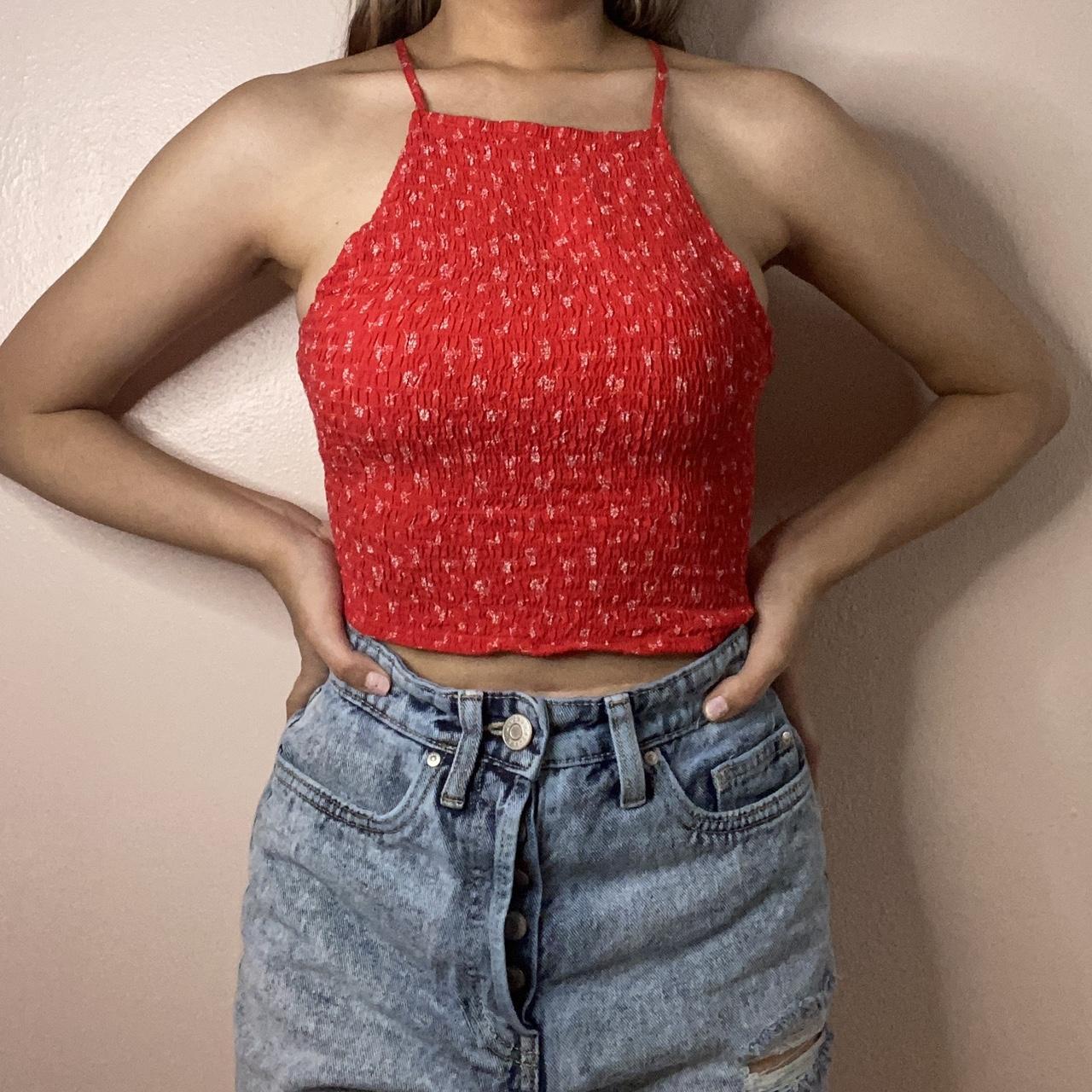 Forever21 Red Tank top. Super cute, stretchy... - Depop