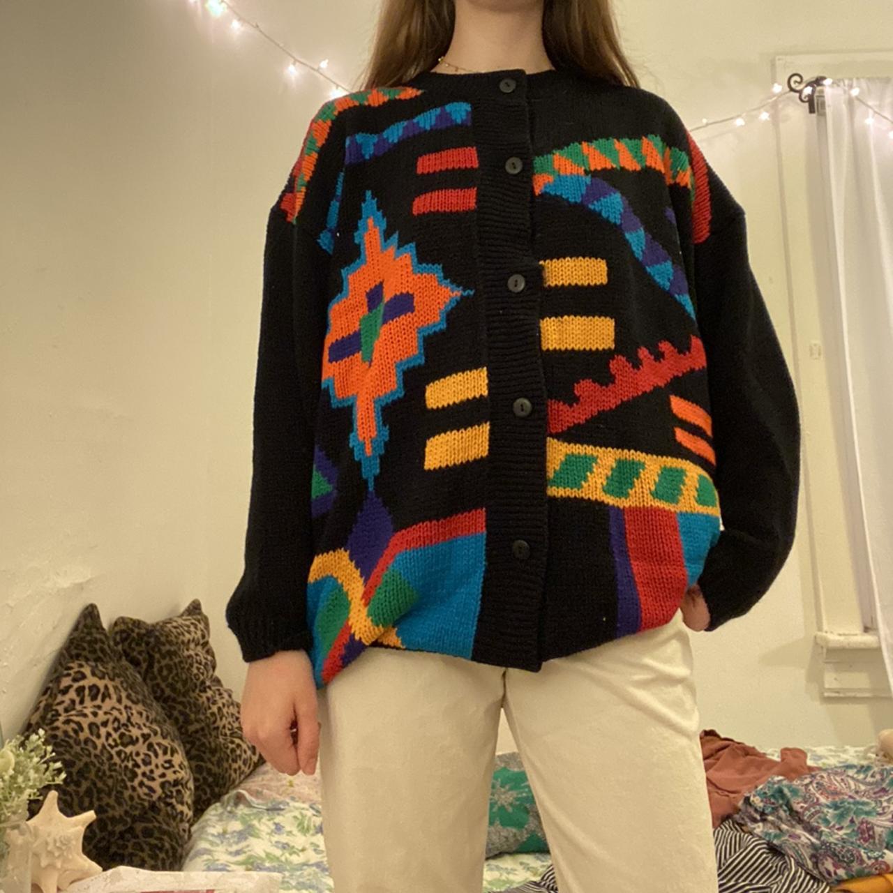 Vintage artsy sweater! Super fun and bright. Model... - Depop