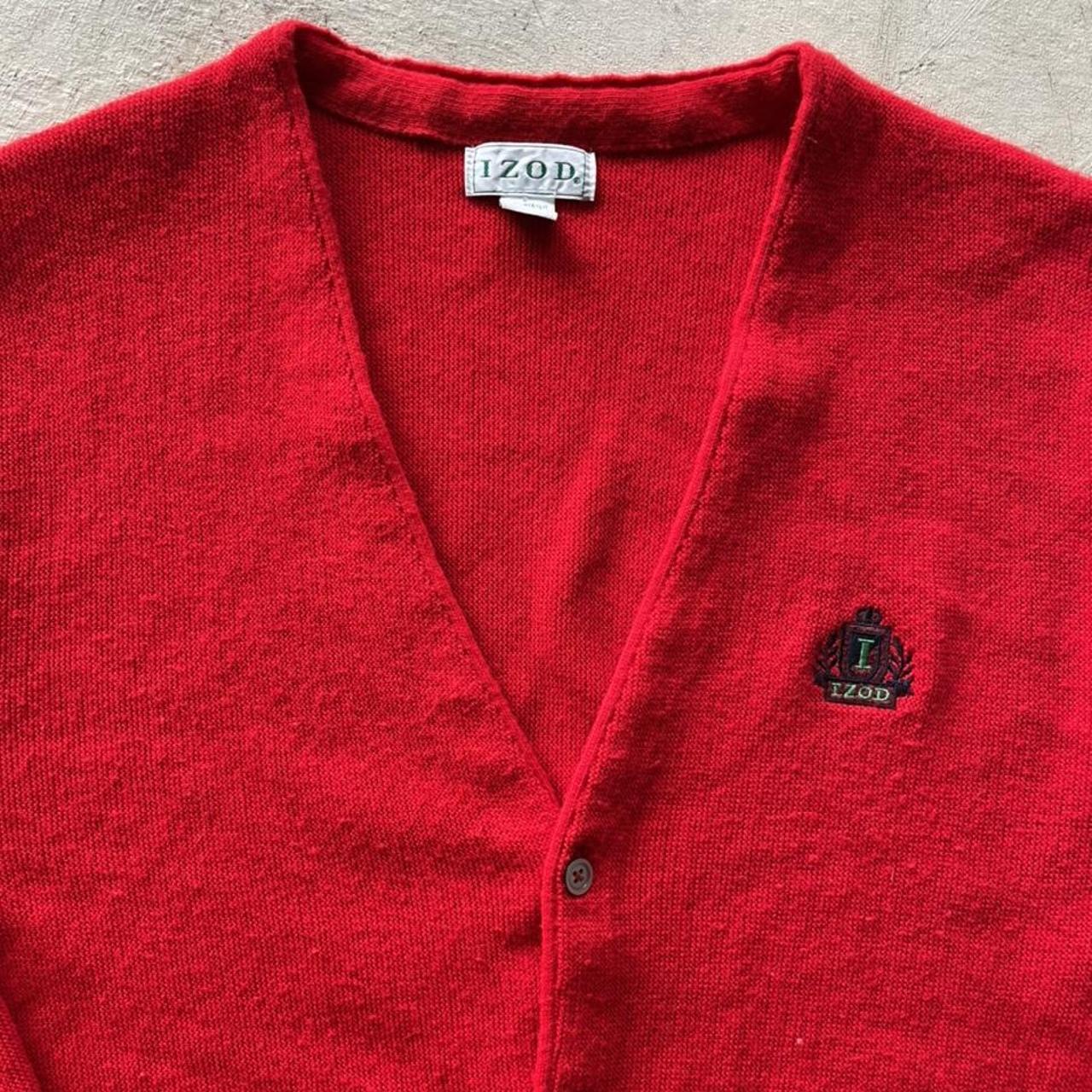 Amazing vintage 1990's red Izod cardigan. Tagged a L... - Depop