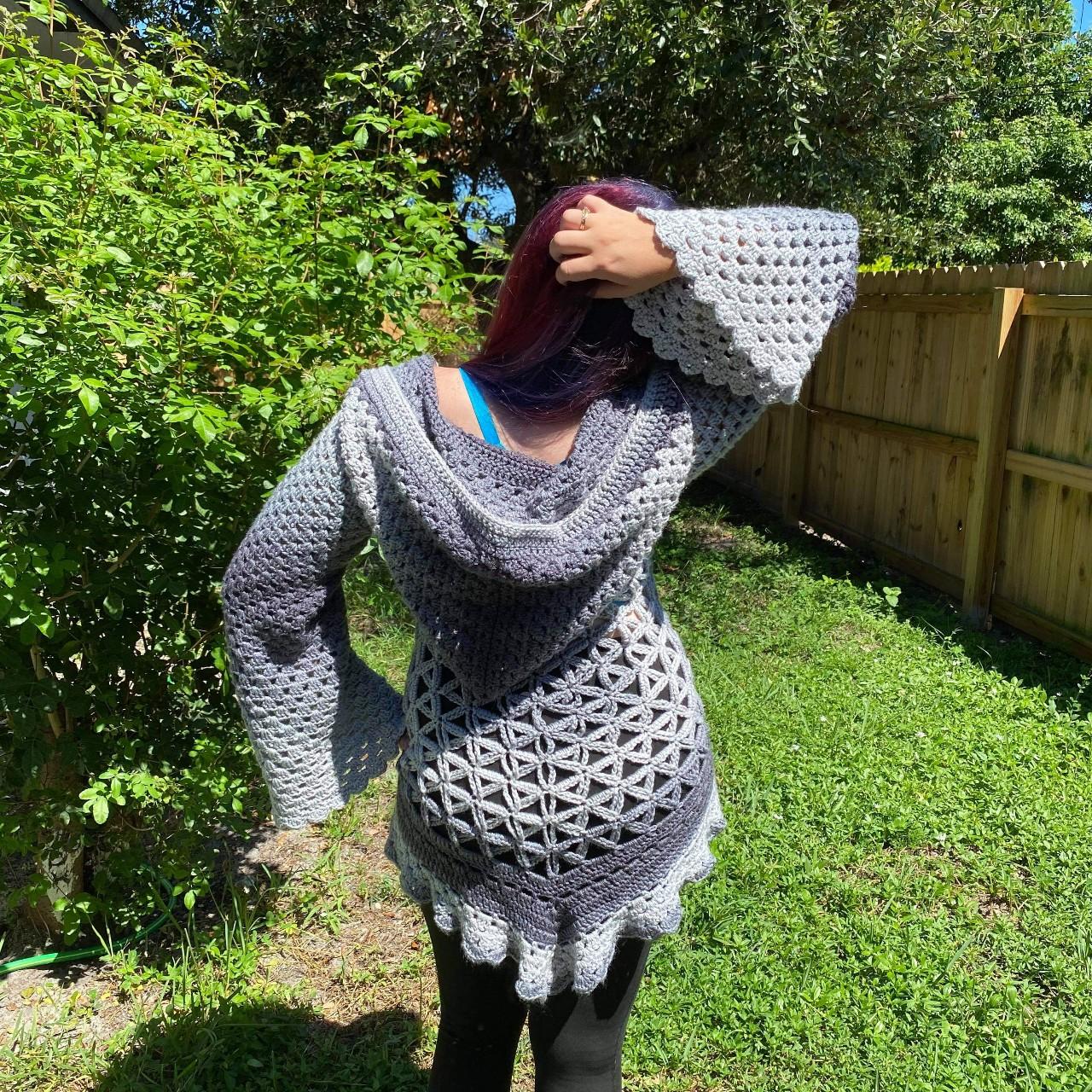 Flower of Life Jacket Made with gray ombre acrylic... - Depop