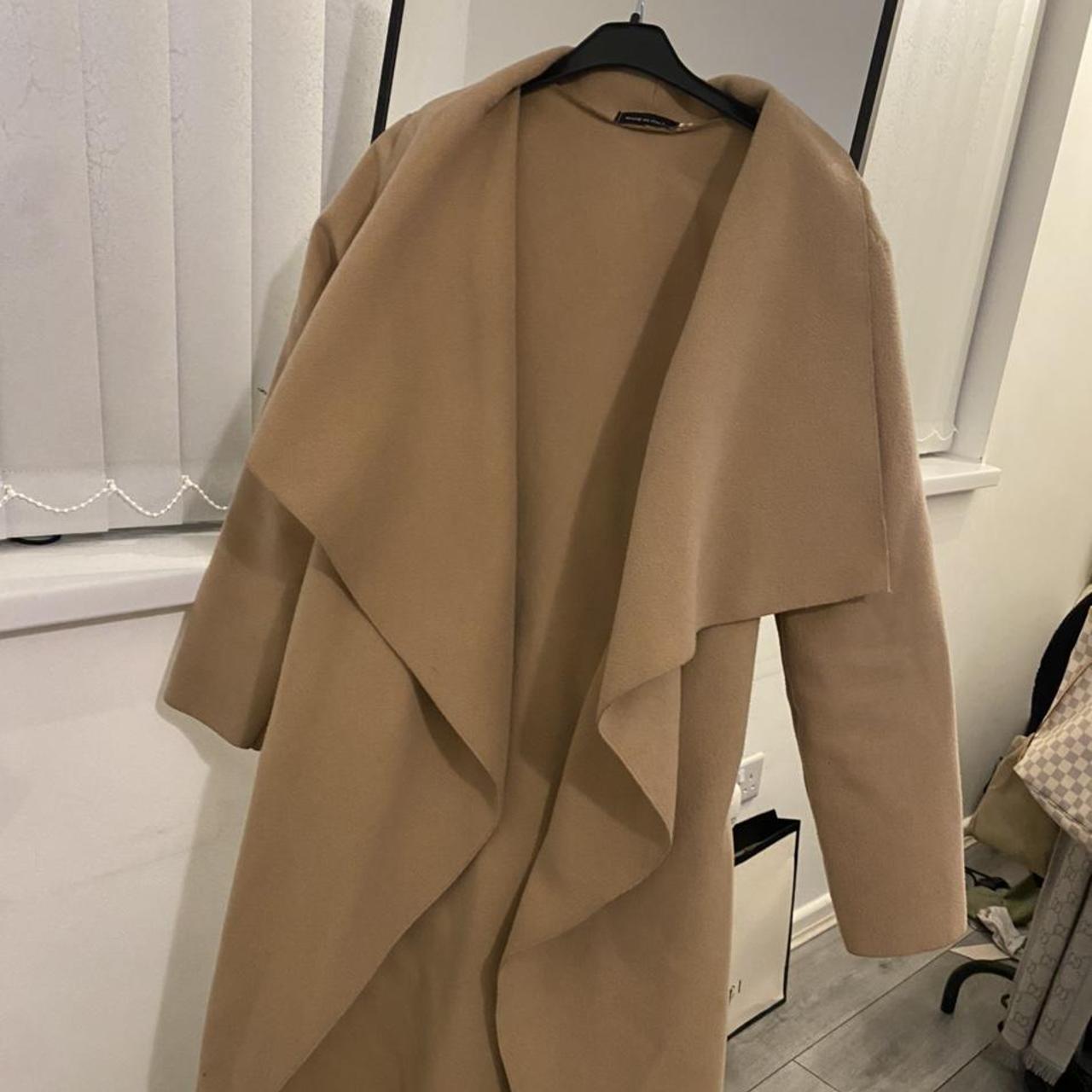 Tan waterfall wool look coat Worn a couple of... - Depop