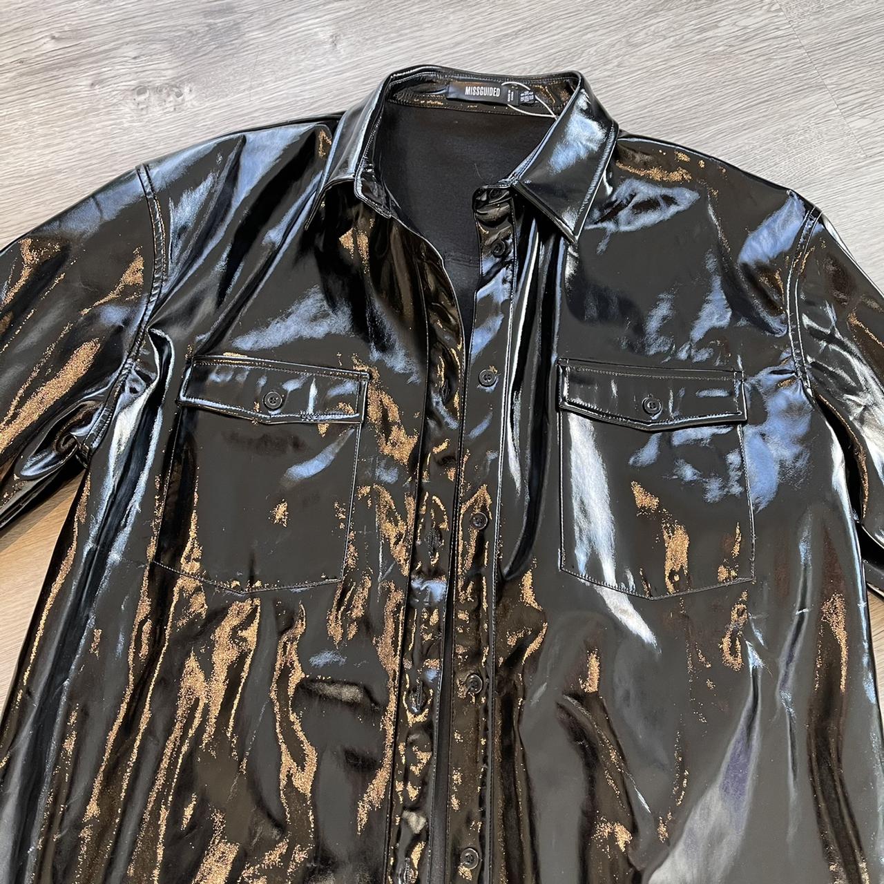 Black vinyl shacket from Missguided 🔥 Size 8... - Depop