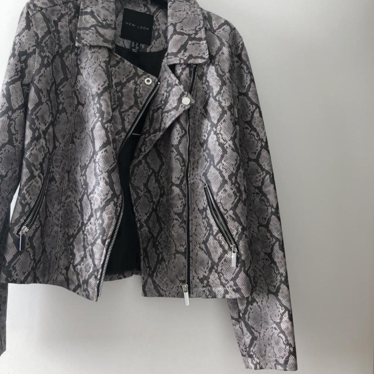 Faux Leather Snake Print Biker Jacket. New with... - Depop