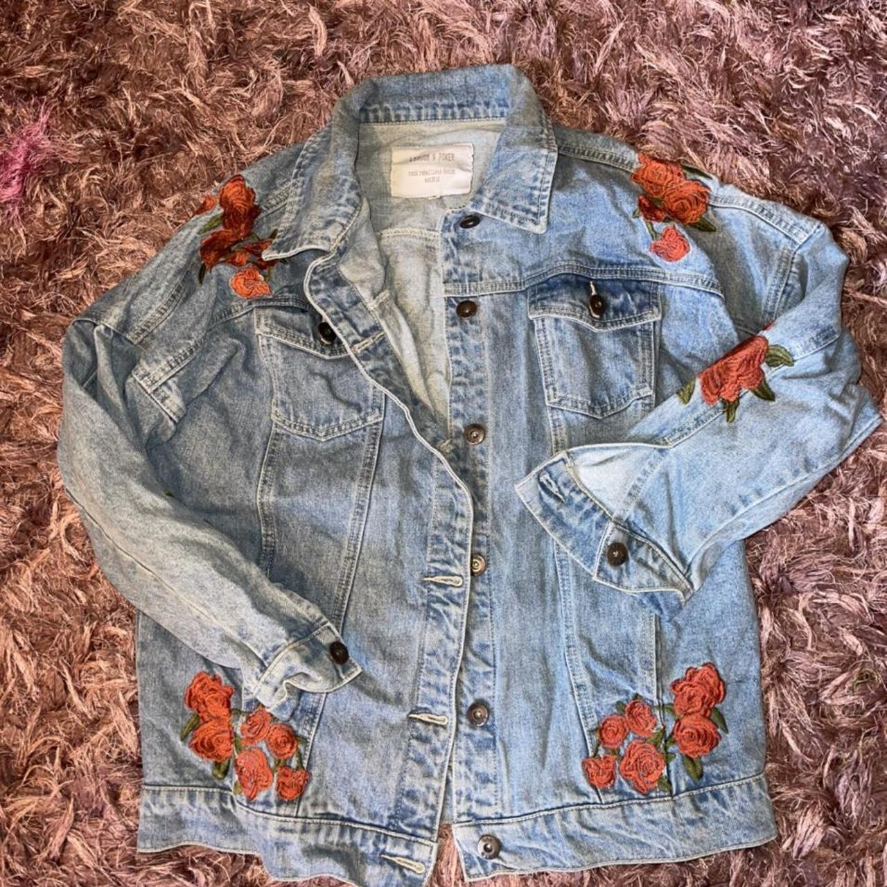 Liquor N poker denim jacket with floral embroidery... - Depop Liquor N poker denim jacket with floral embroidery... - Depop