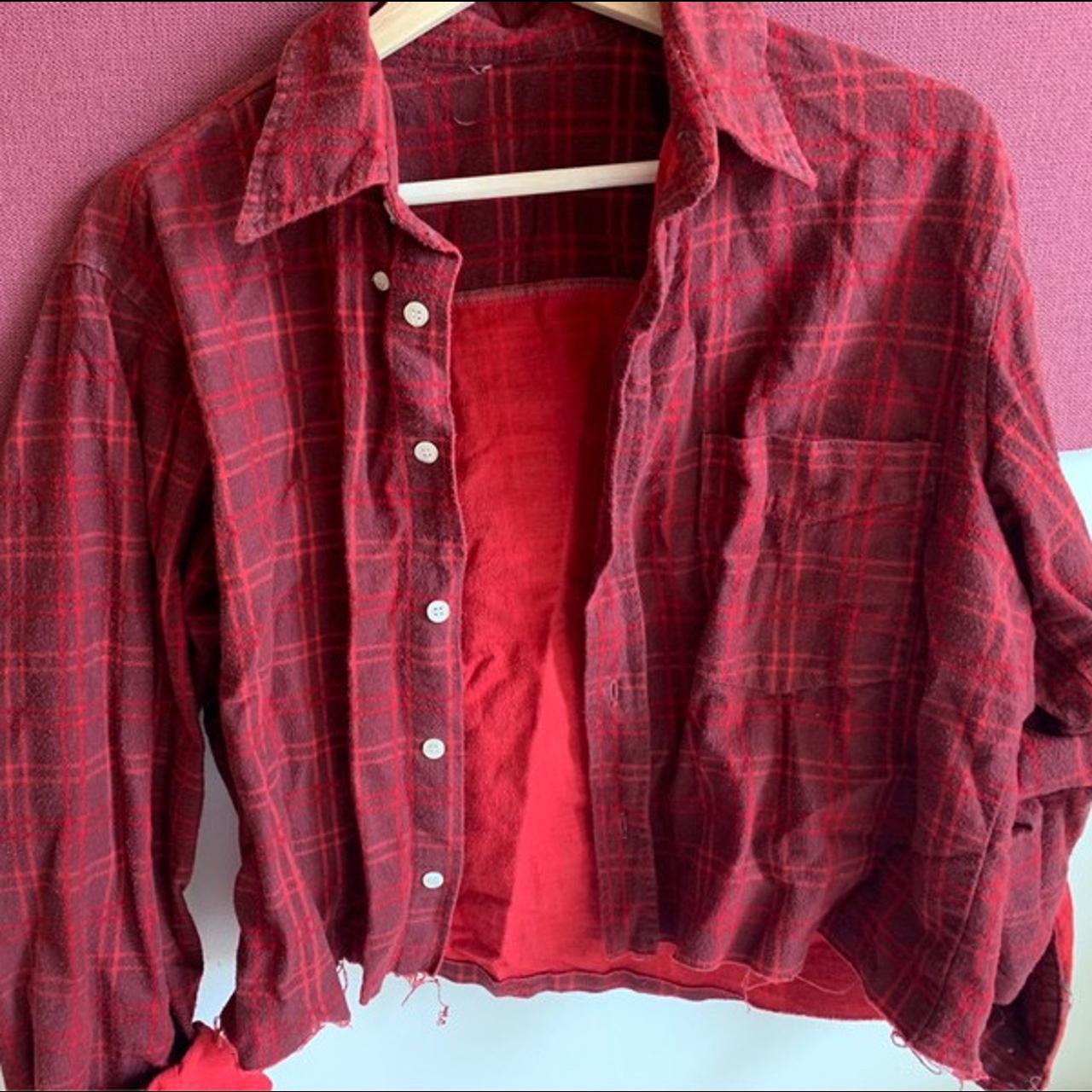cropped flannel shirt reworked vintage - Depop