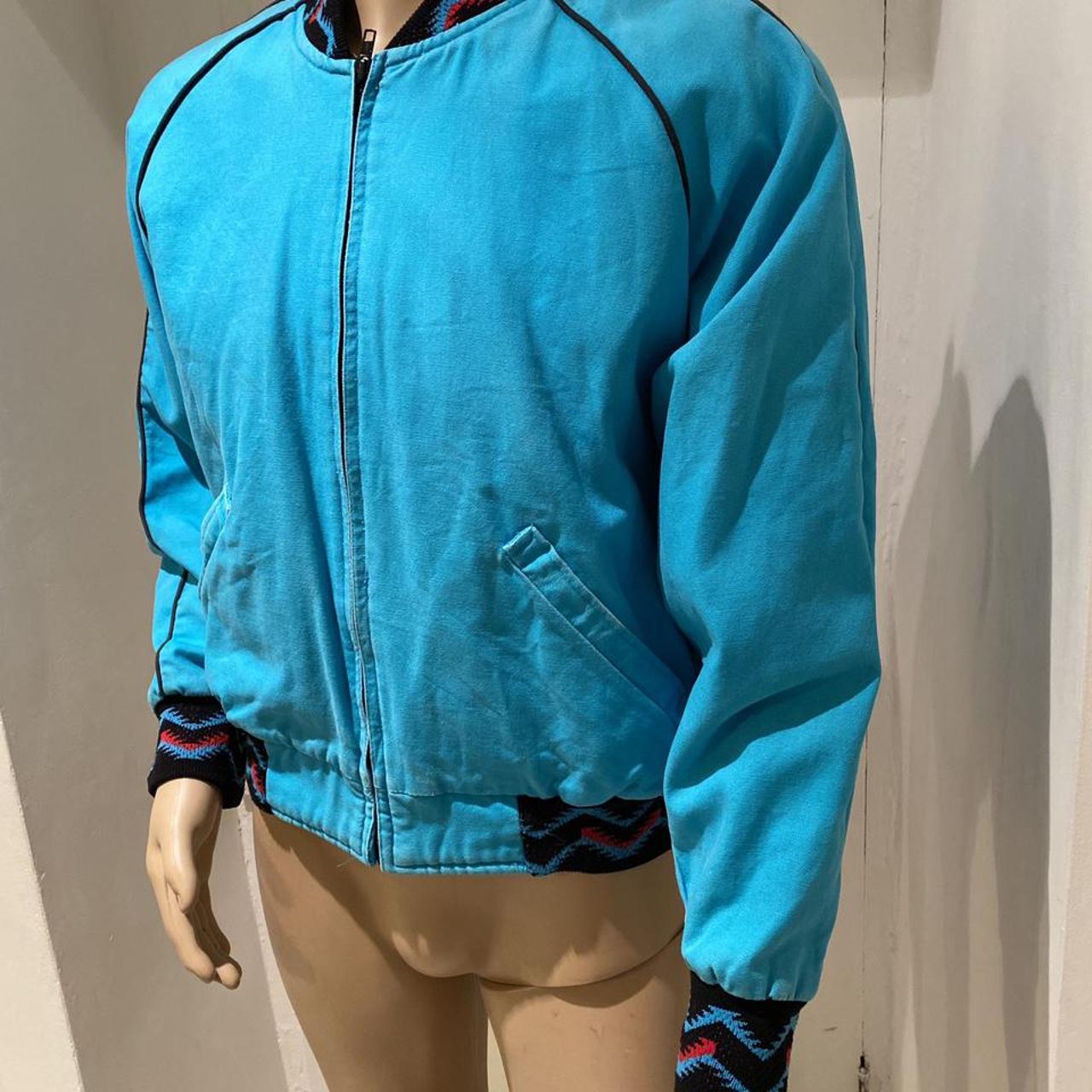 Nice vintage 80’s turquoise bomber style jacket made... - Depop