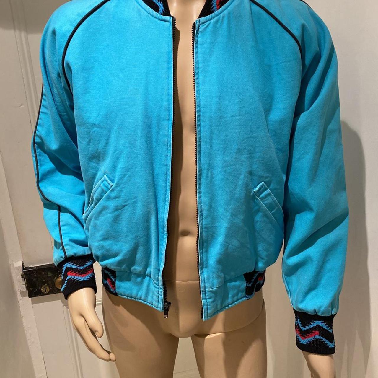 Nice vintage 80’s turquoise bomber style jacket made... - Depop