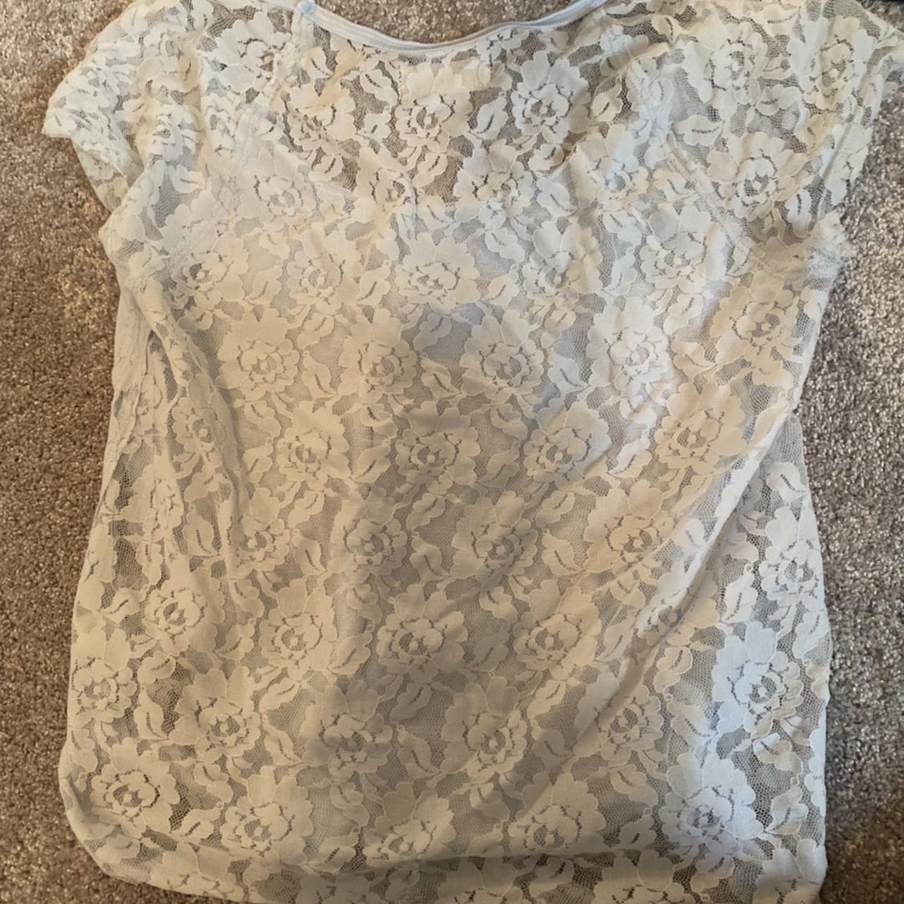 Holister floral blue baggy top with lace back Hardly... - Depop