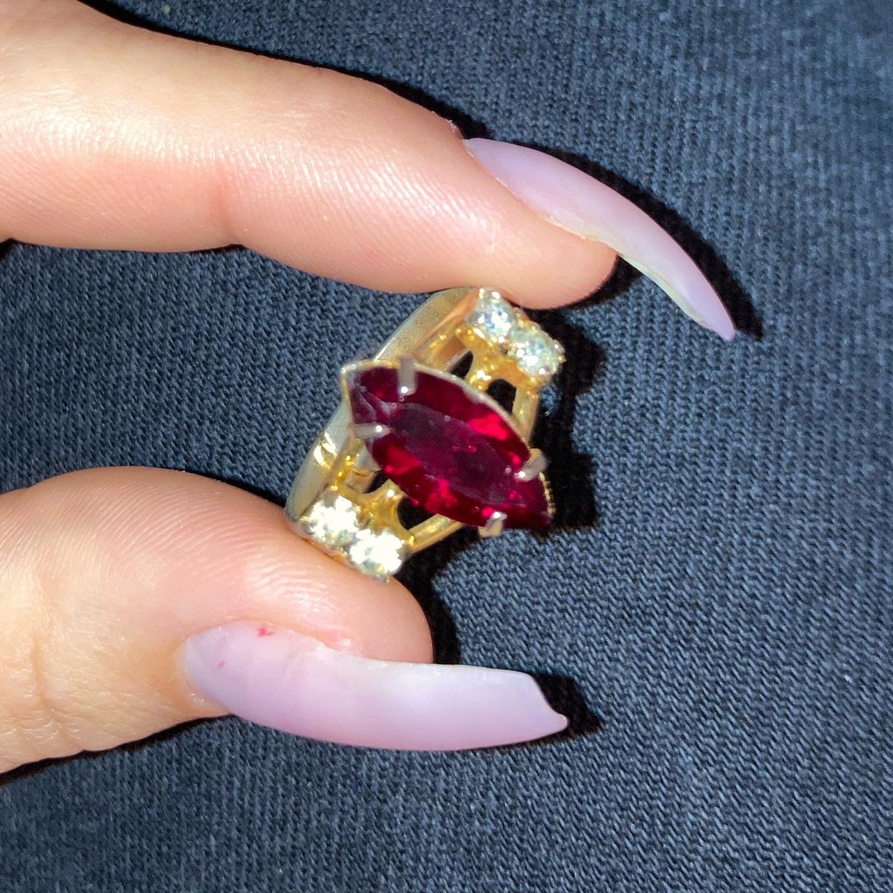 Faux crystal costume ring Beautiful ruby looking... - Depop