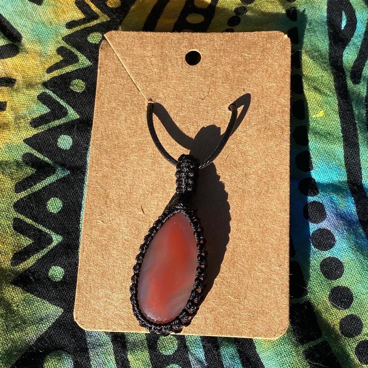 Agate macramé pendant necklace! symbolizes harmony... - Depop