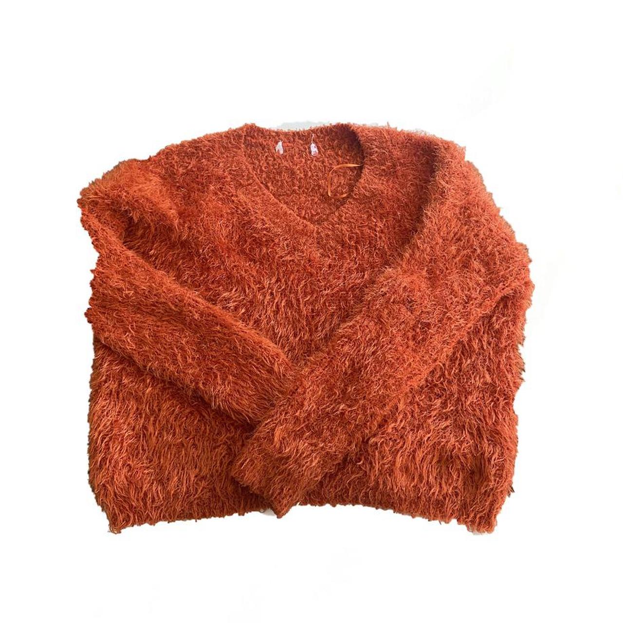 Burnt orange fuzzy sweater ☣️☣️☣️☣️ tag missing so not... - Depop