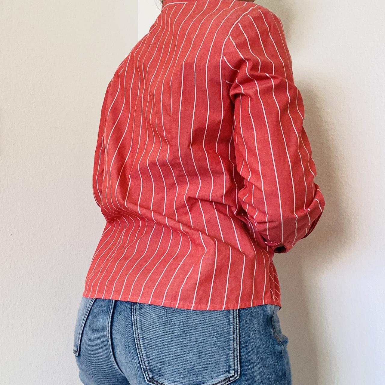 Pena House candy pinstripe collared button up long... | Depop