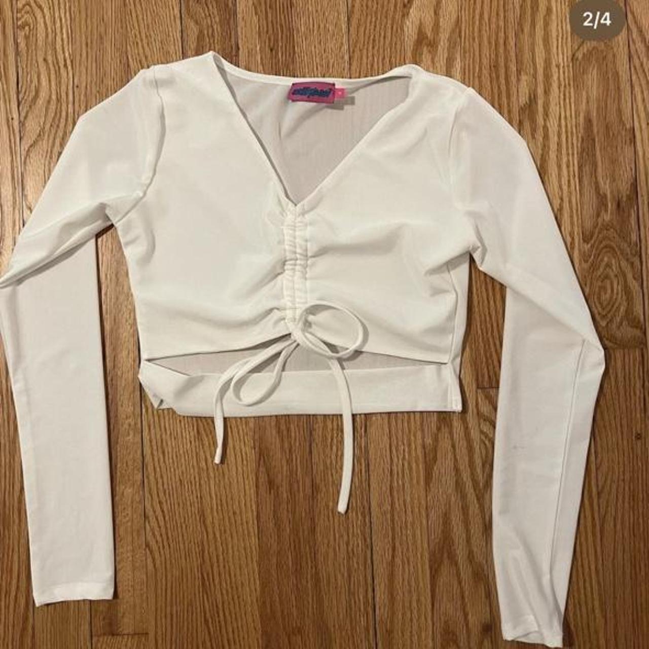 Edikted White Long Sleeve Top Size Medium Small Depop