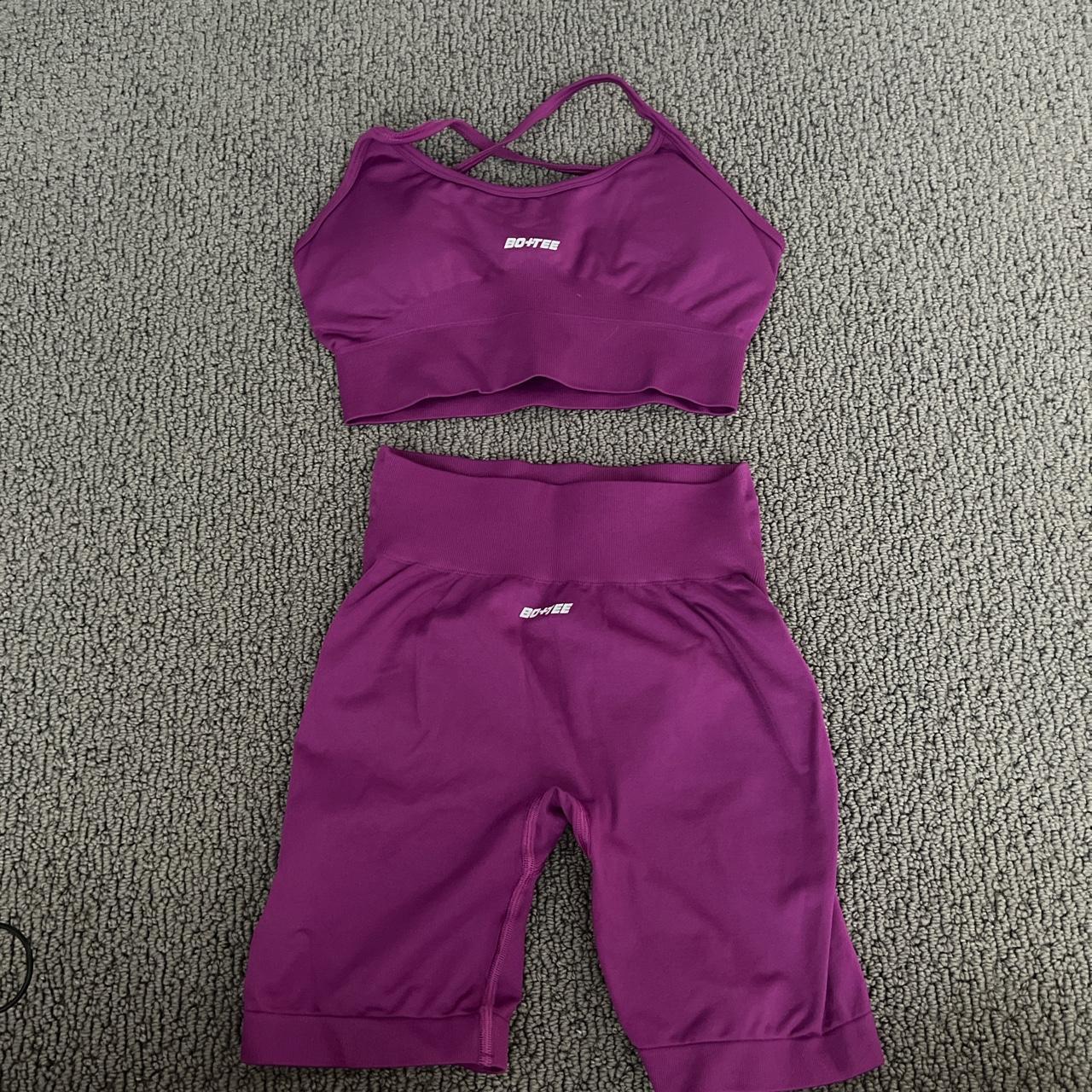 purple bo+tee workout set so flattering and makes... - Depop
