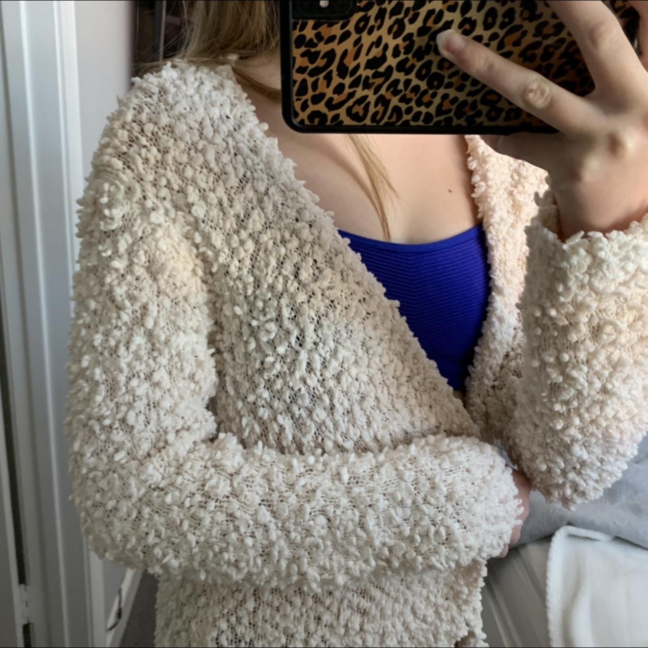 super fuzzy and warm cream open sweater. this is so... - Depop