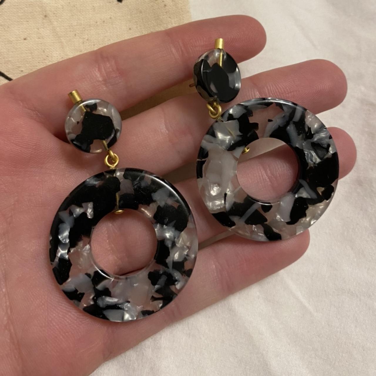 Madewell Acetate Statement Earrings 🖤🤍 Barely worn... - Depop