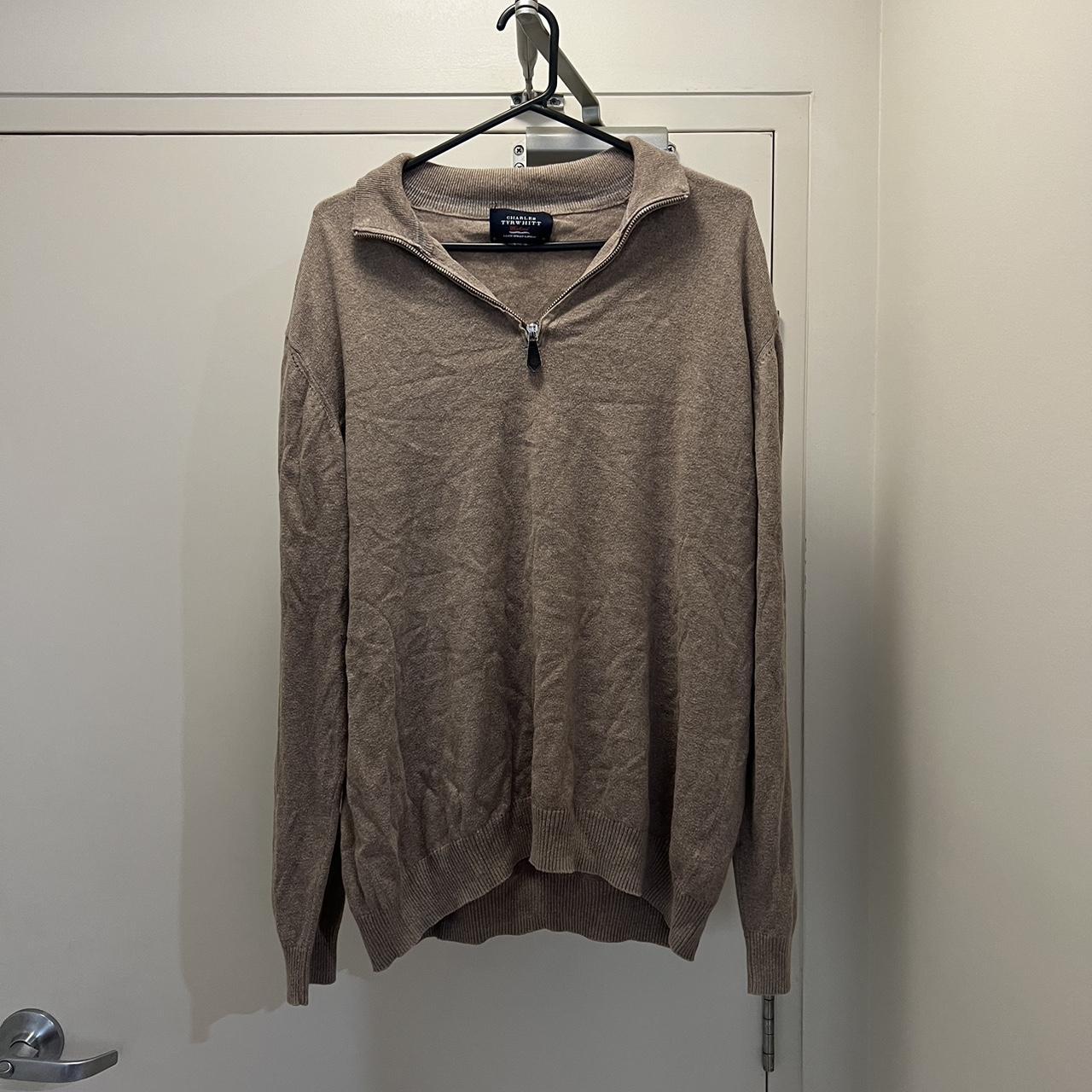 Quarter zip / 1/4 zip men’s brown jumper / sweater... | Depop