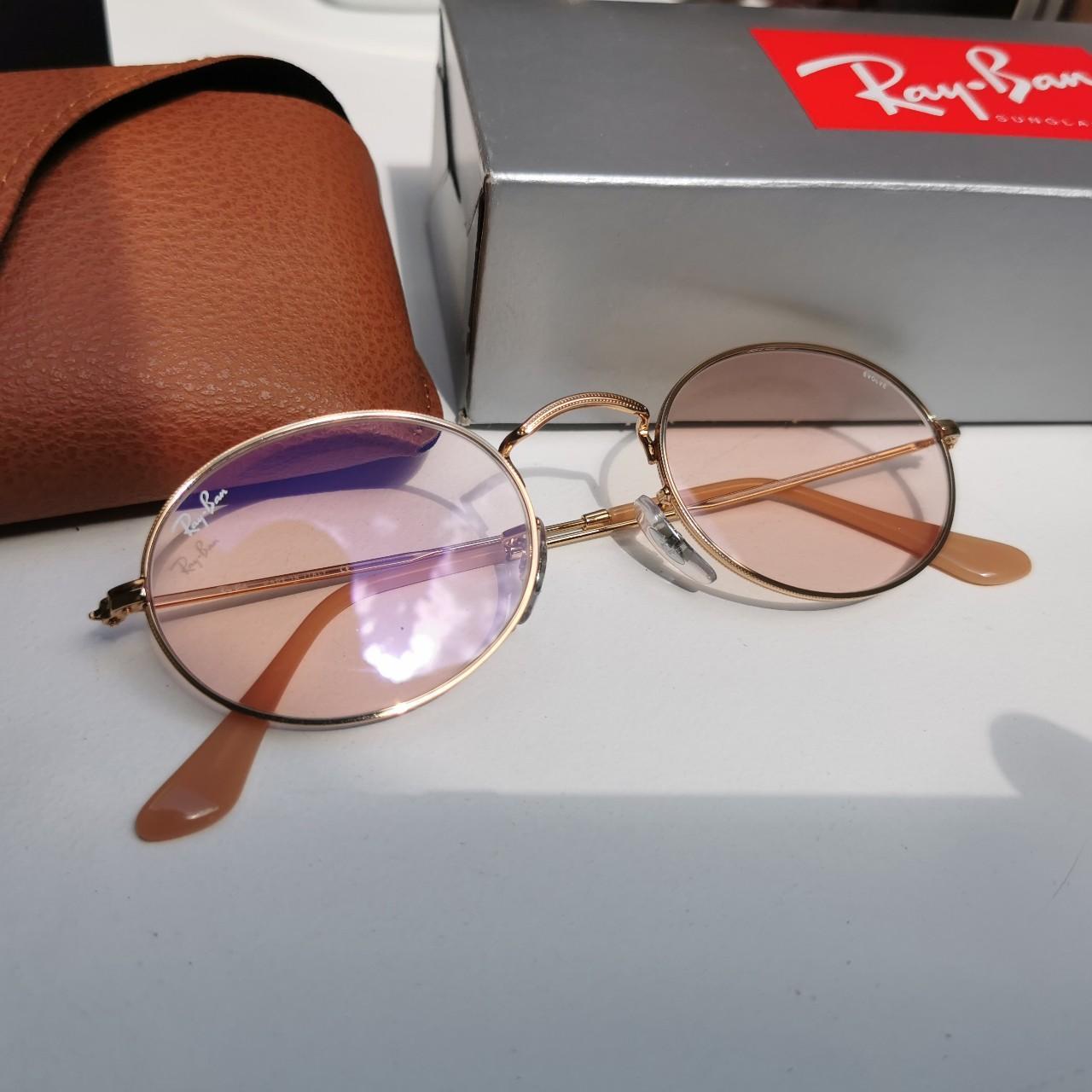 Custom Ray-Ban Sunglasses with rose gold frames and... - Depop