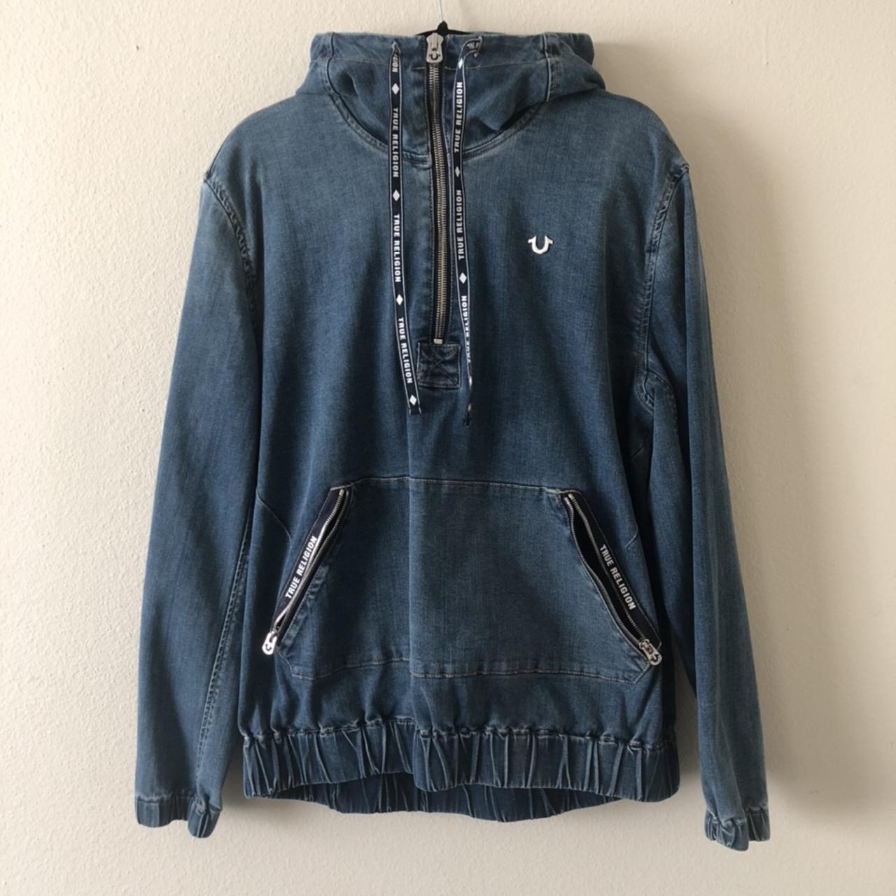TRUE RELIGION ANORAK DENIM JACKET W/ ZIPPER... | Depop