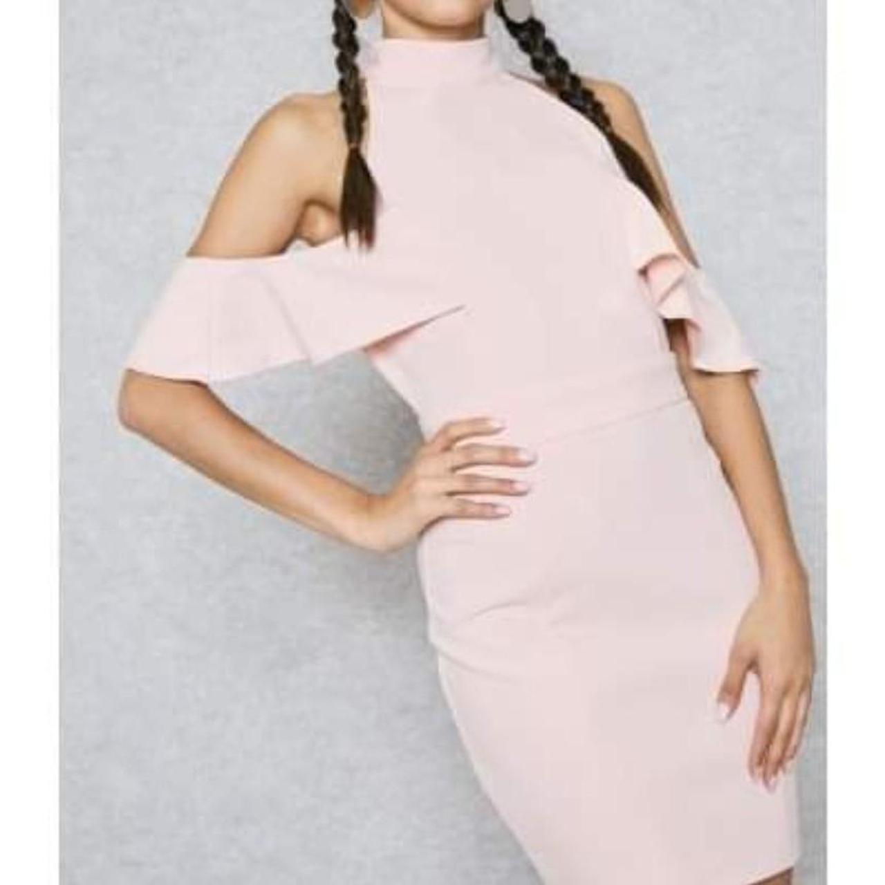 Missguided dusty pink ruffle detail halter cocktail... - Depop