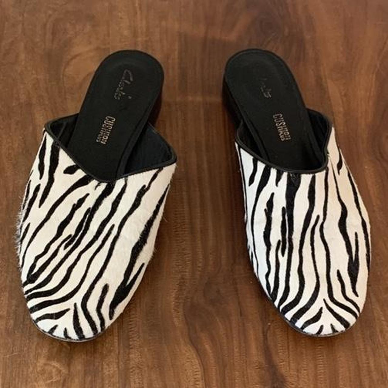 Clarks zebra striped mules. I believe these are made... | Depop