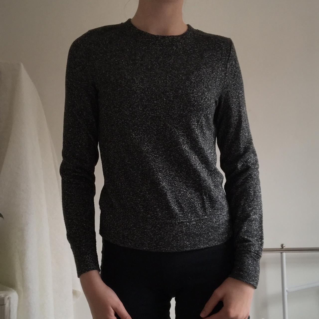 black jumper new look tight fitted black sparkly... - Depop
