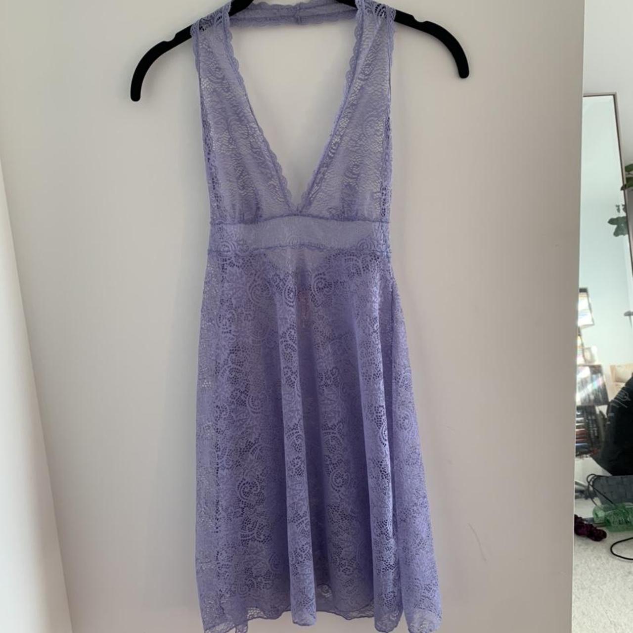 lovely pastel purple sheer & lace lingerie halter... - Depop