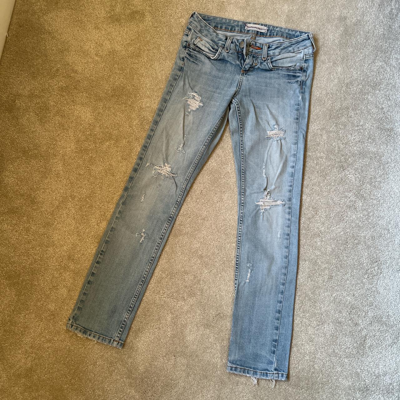 Topshop bleached and ripped jeans W26L30 Slight... - Depop