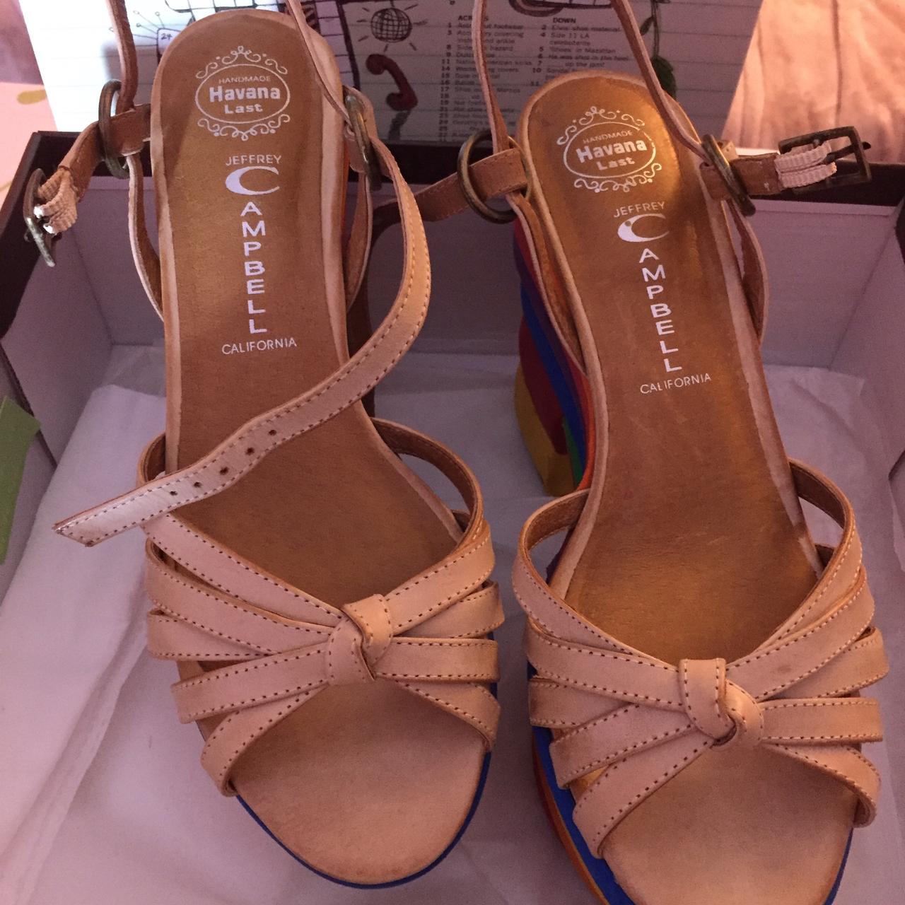 Rainbow Jeffrey Campbell chunky heels. Like new... - Depop