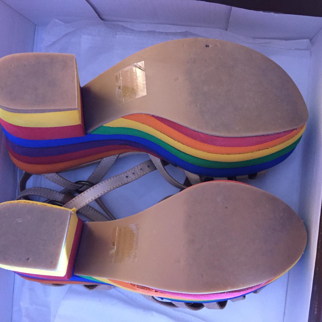 Rainbow Jeffrey Campbell chunky heels. Like new... - Depop