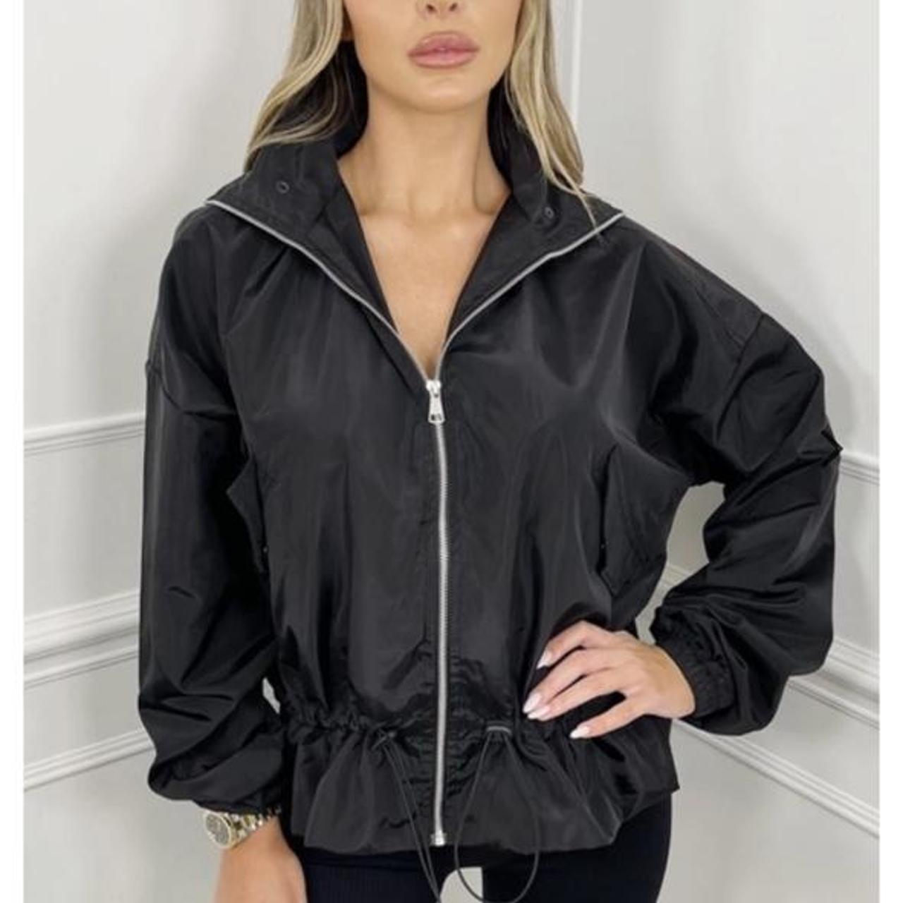 Black printed windbreaker jacket / sample - crease... - Depop