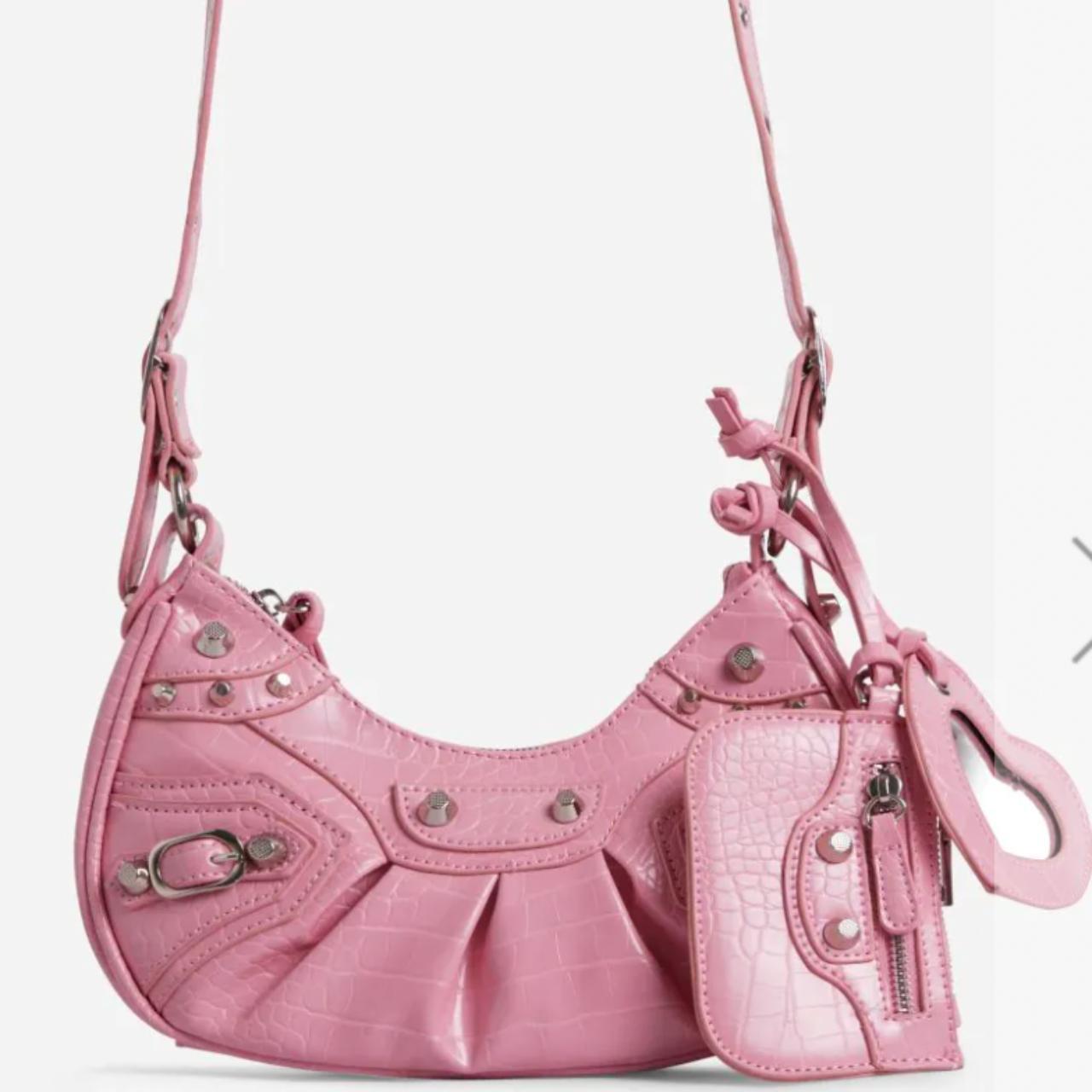 Cute and trendy pink crossbody bag with heart shaped... - Depop