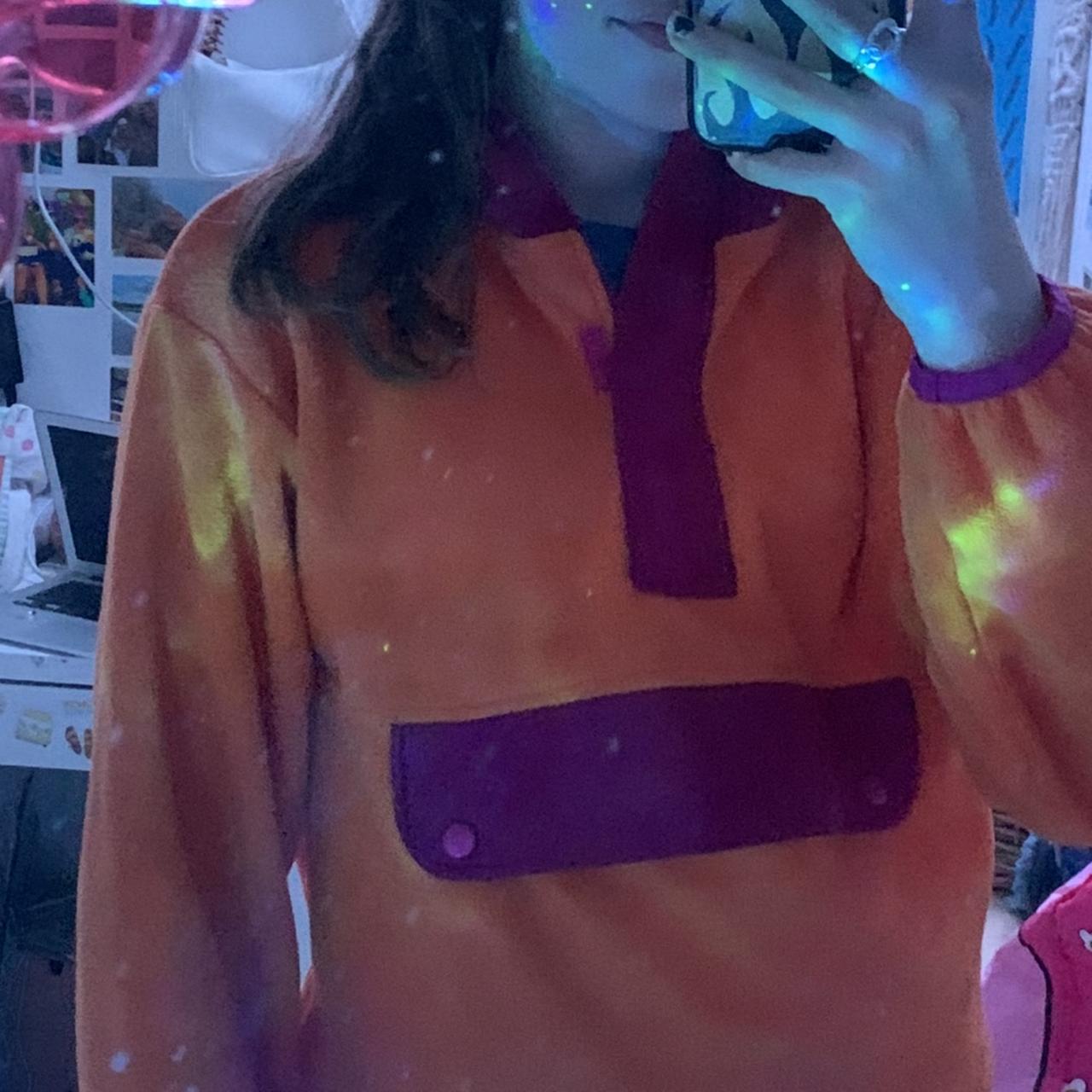 Bright Orange fluffy inside out jacket Forever 21... - Depop