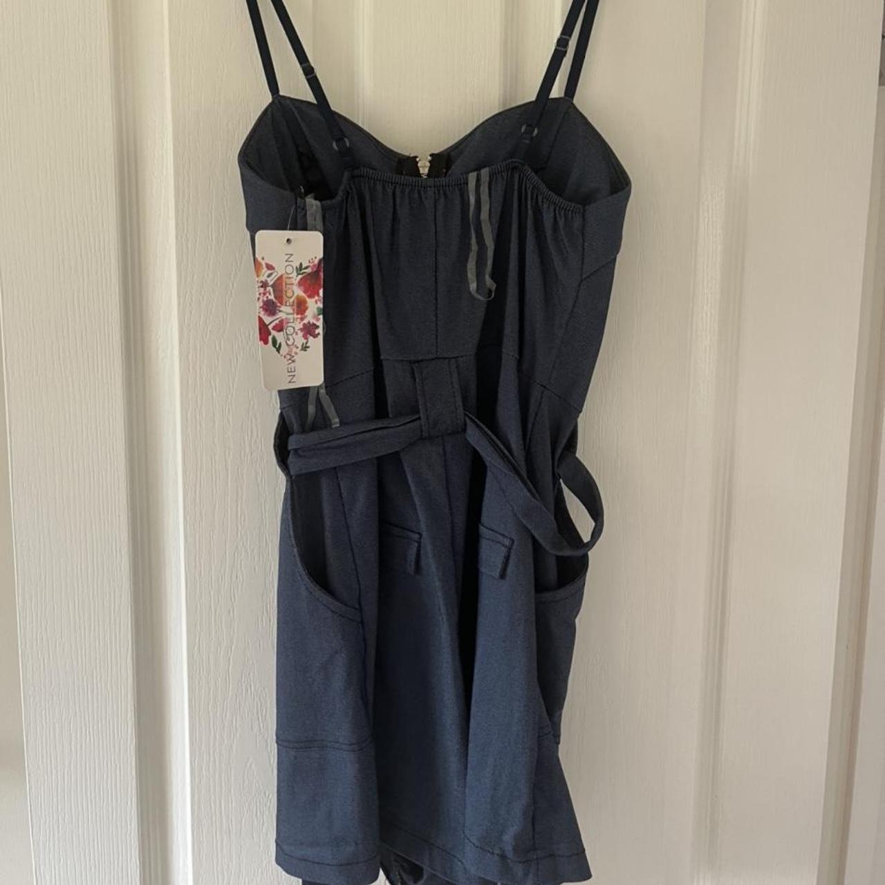 Navy blue zip playsuit size 6 - Depop
