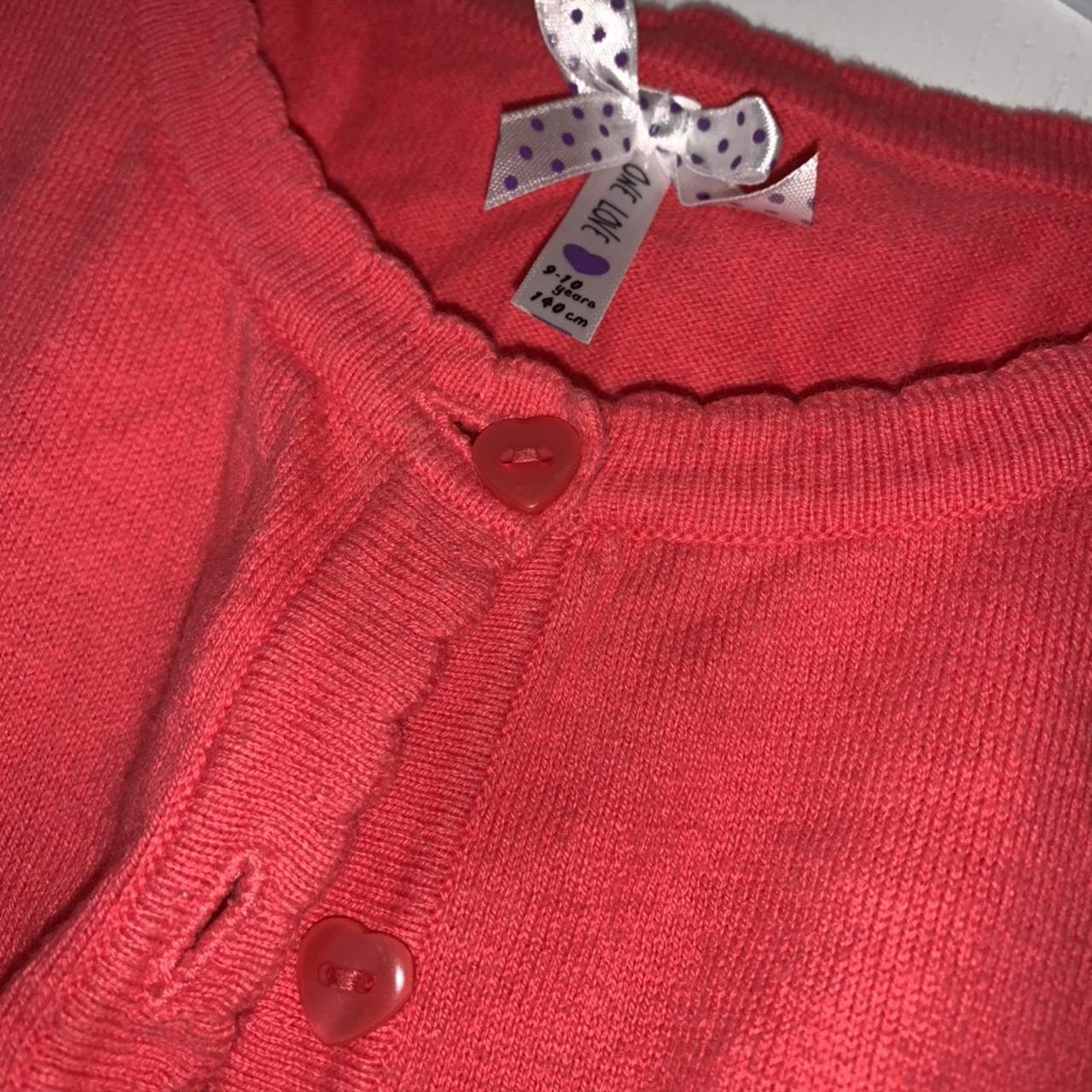 Pink cardigan with pink hearts on the sleeve Y.D age... - Depop