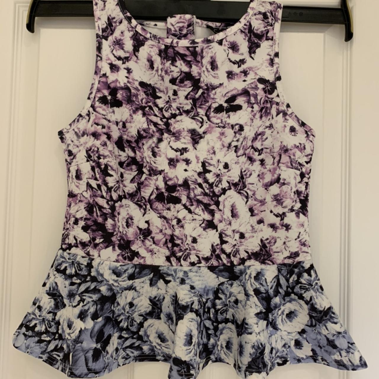 Girls flowery peplum top age 14 years 💜💜💜💜💜 - Depop