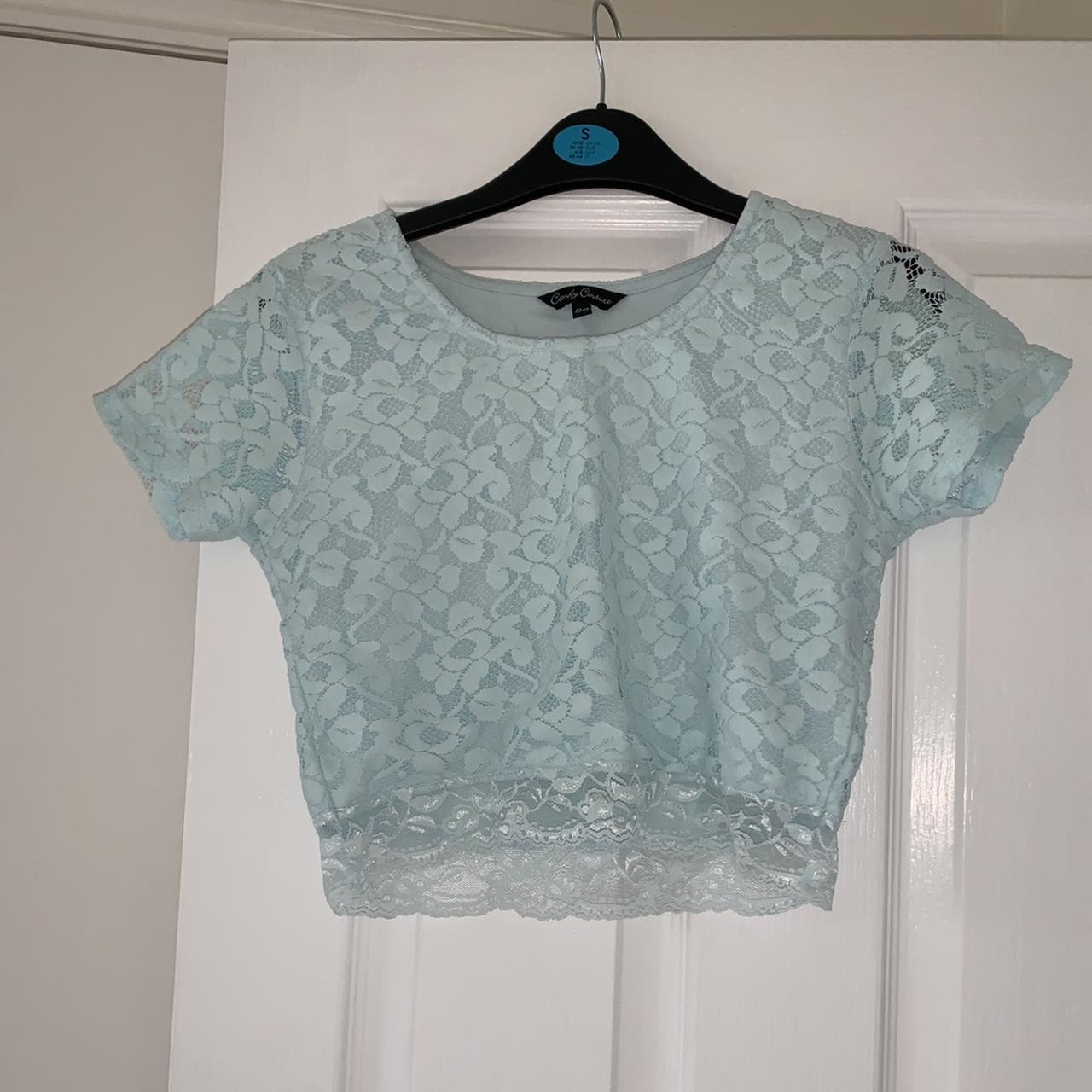 Baby blue crop top age 12/13 years new x - Depop