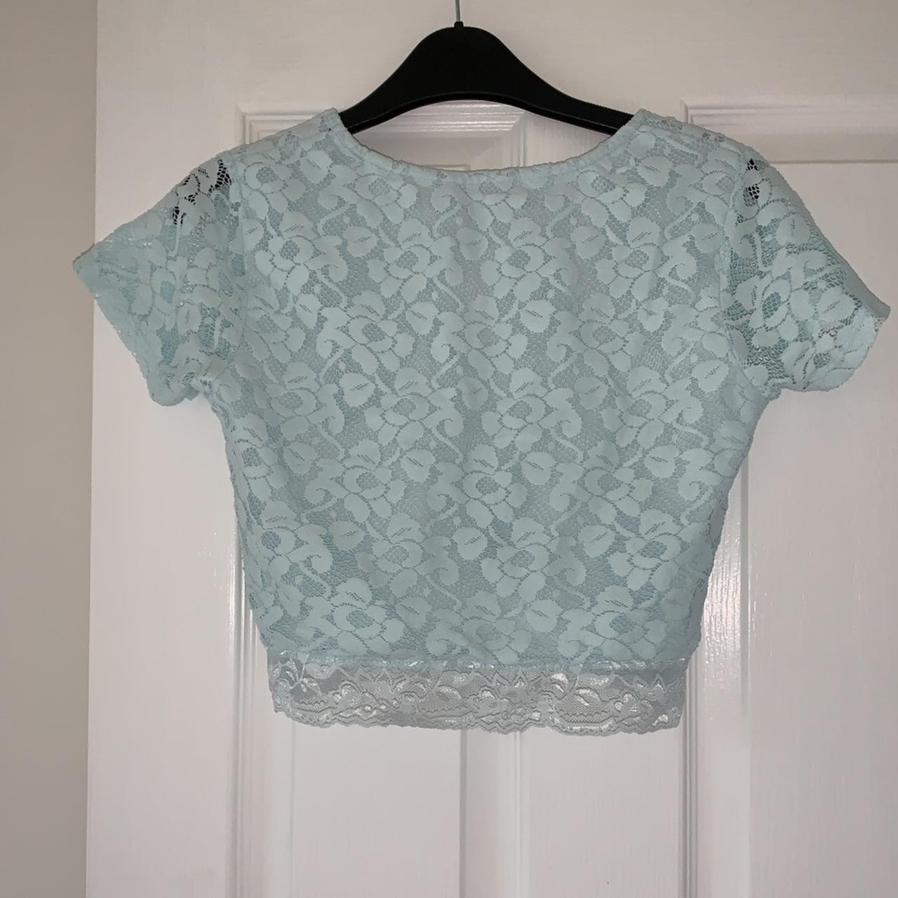 Baby blue crop top age 12/13 years new x - Depop