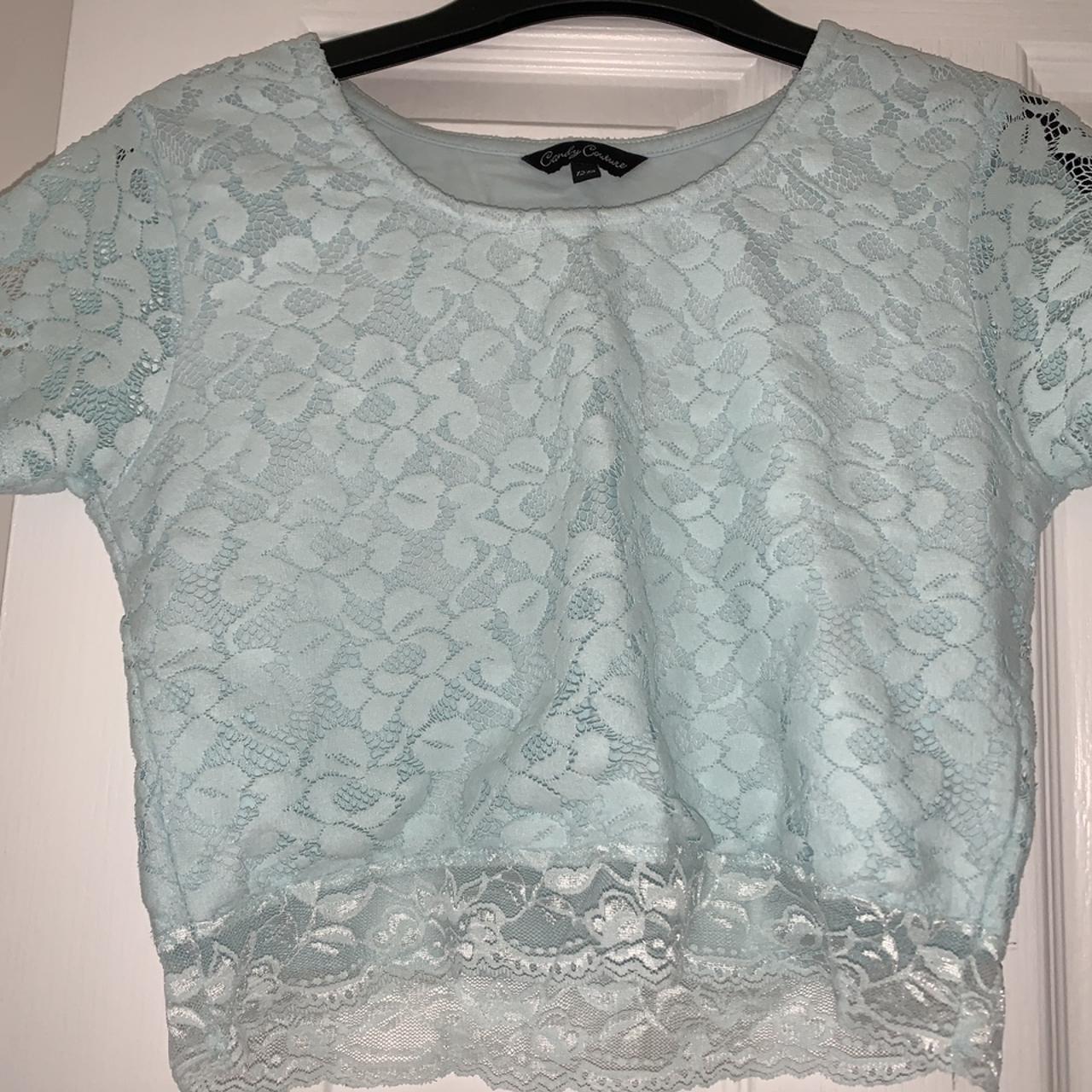 Baby blue crop top age 12/13 years new x - Depop