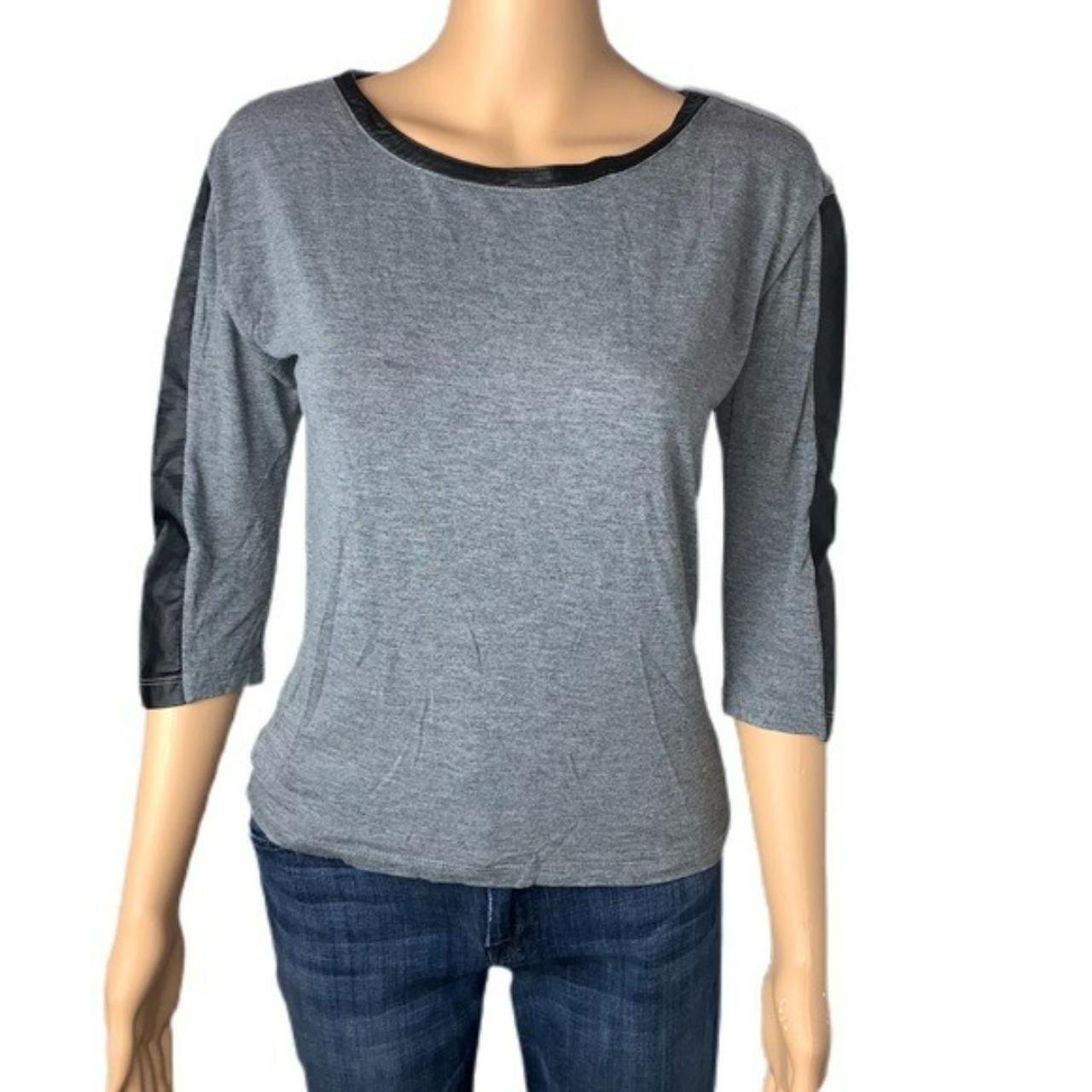 Halogen tee 3/4 length sleeves Vegan leather... - Depop