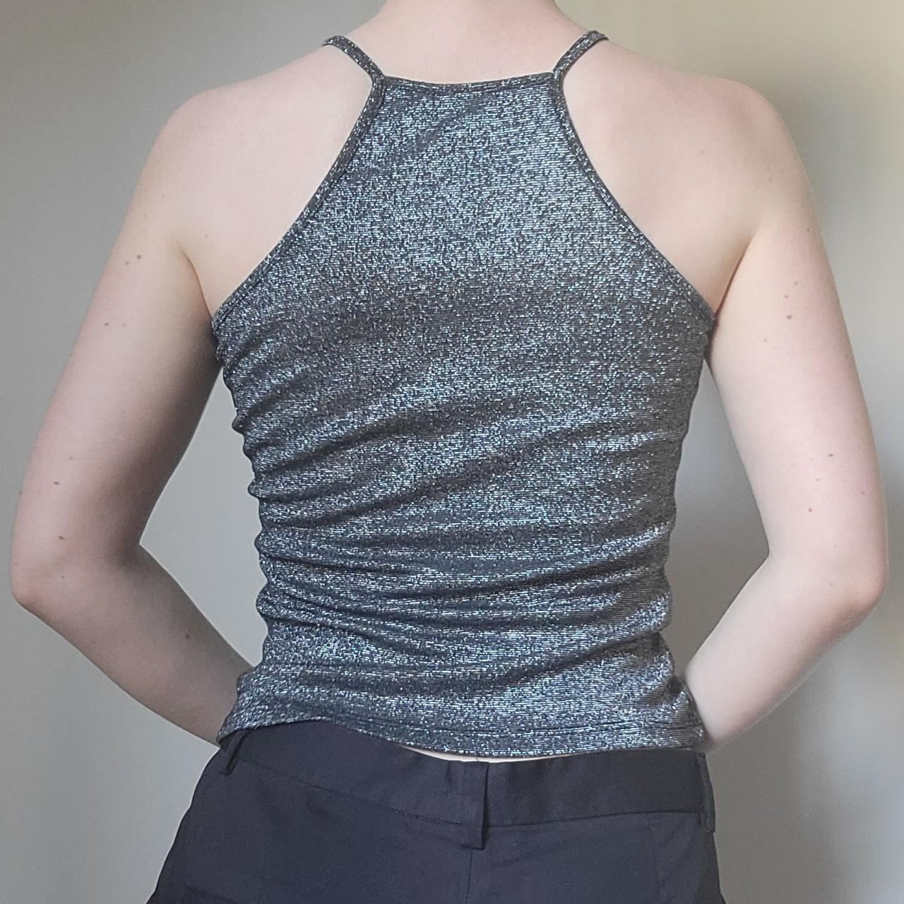 Silver glitter tank top Only worn once! - Depop