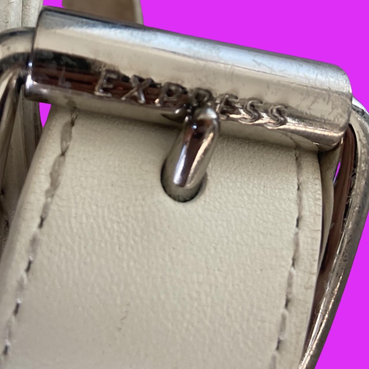 Express Men's Cream and Silver Belt | Depop